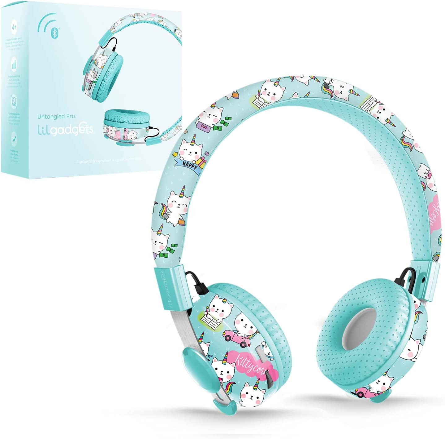 LilGadgets Untangled Pro Bluetooth Children's Headphones, Wireless Play ...