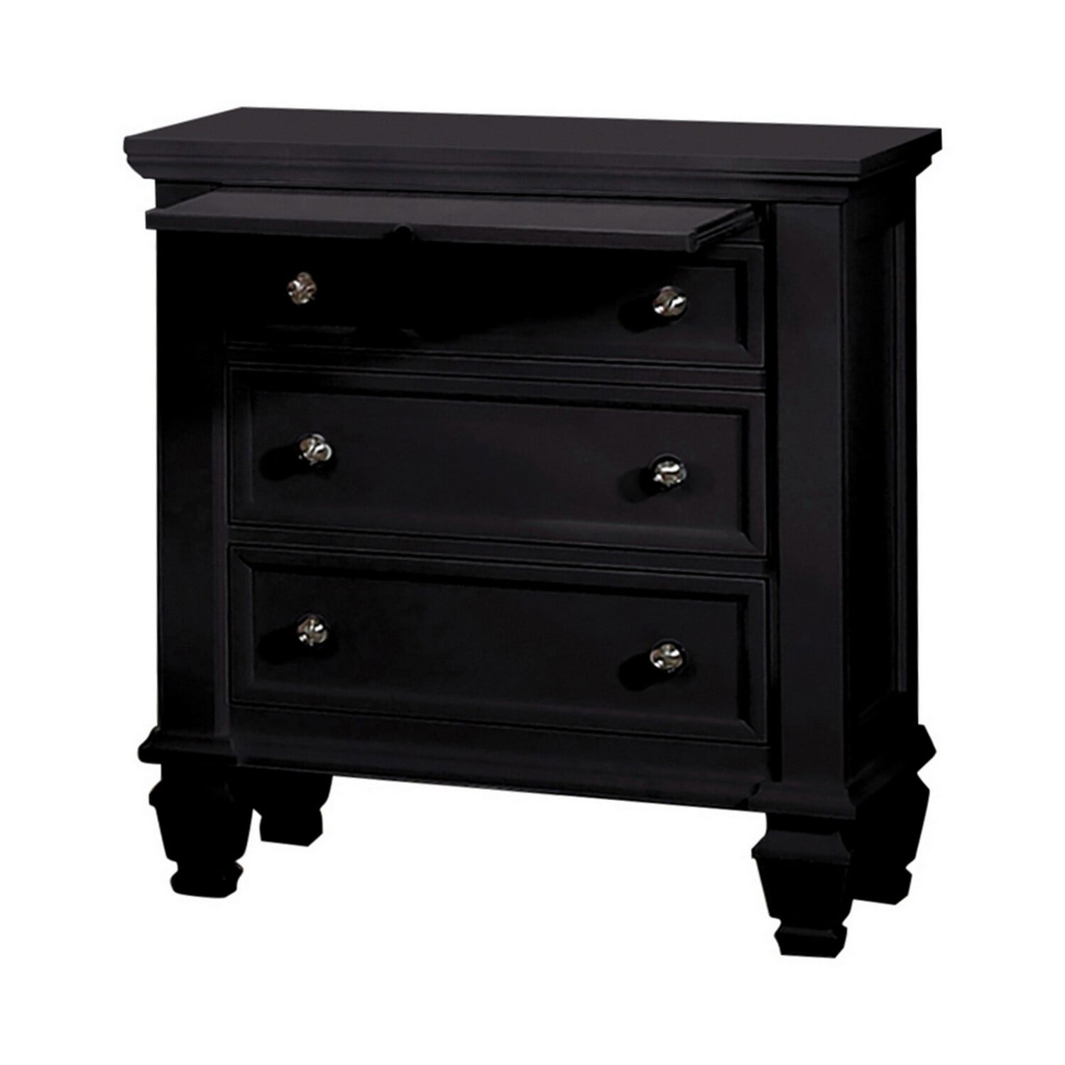 Lila 30 Inch Nightstand with Slide Out Tray Felt Lined Top Drawer Black ...