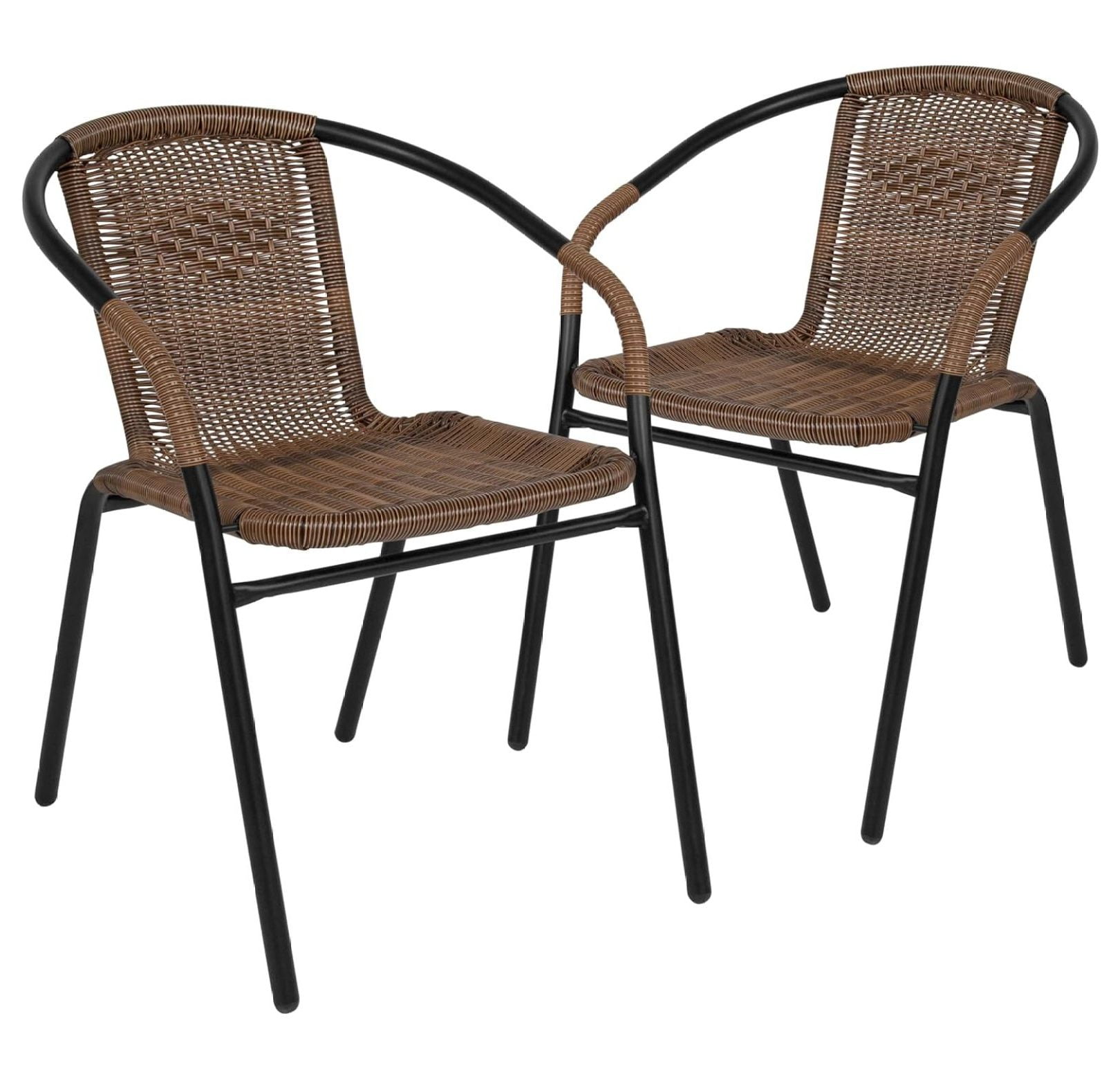 Lila Modern Rattan Indoor/Outdoor Stackable Dining Chairs, Stacking ...