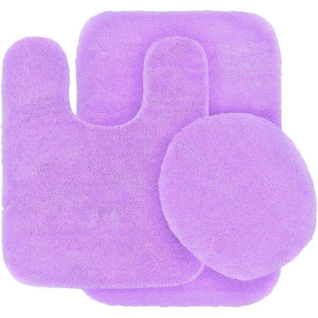 Lilac 3 pieces bathroom rug Non-Slip Set bath mats super soft plush ...