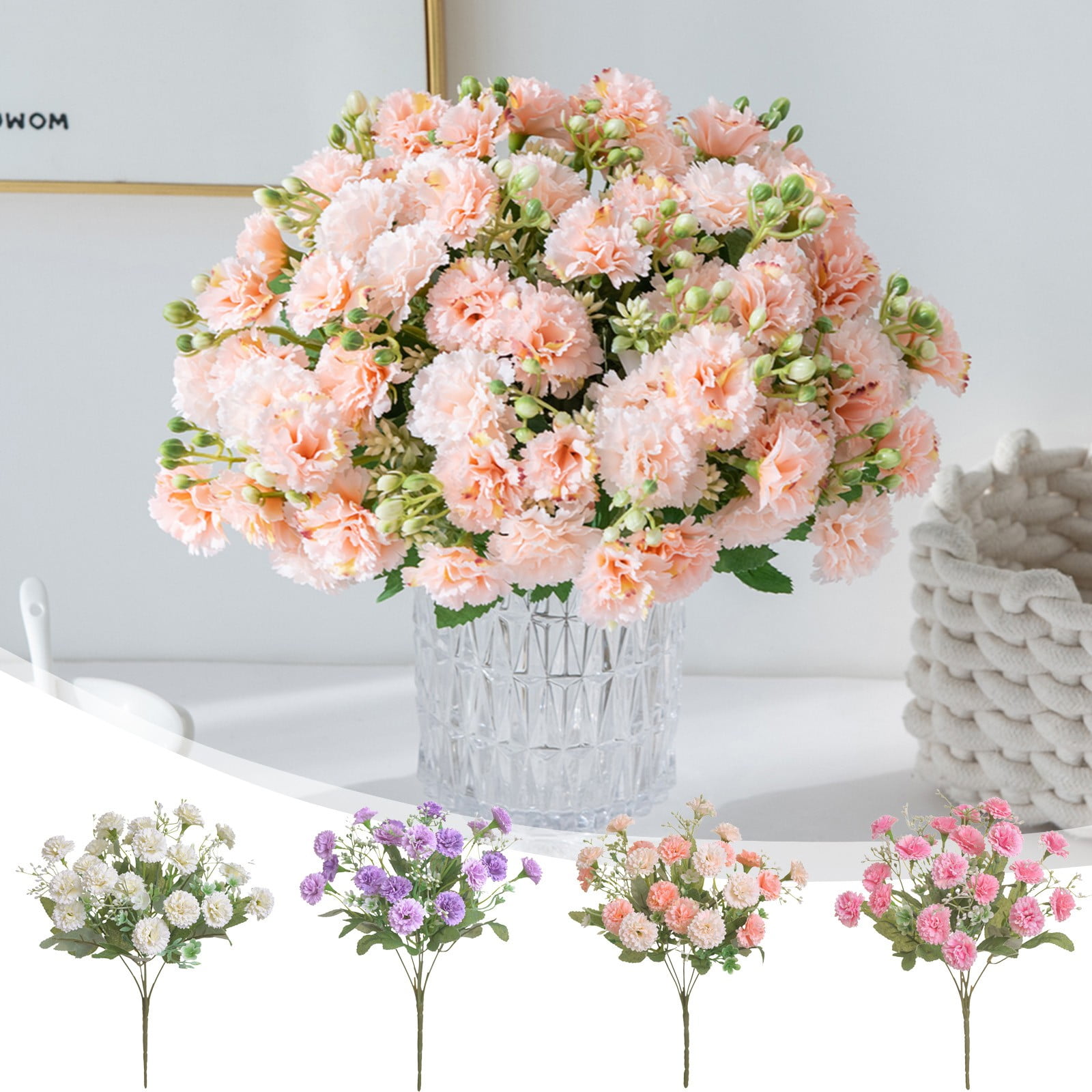 Lilac Artificial Flowers | Silk Simulation Carnations | 20 Pieces ...