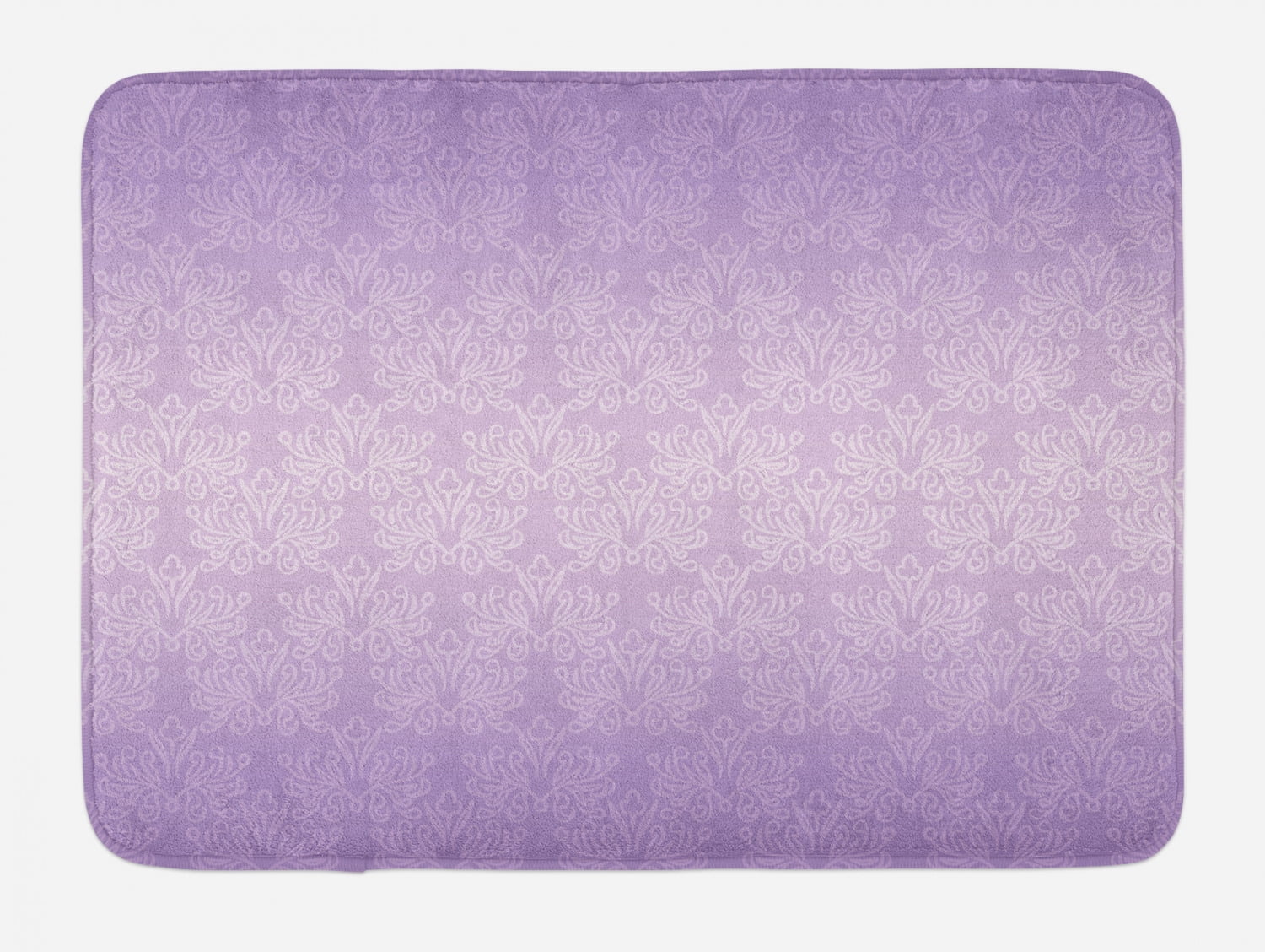 Lilac Bath Mat, Monochromatic Pattern with Baroque Swirl Motifs ...