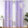 Lilac Blackout Curtains for Bedroom, Room Darkening Gold Palm Tree ...