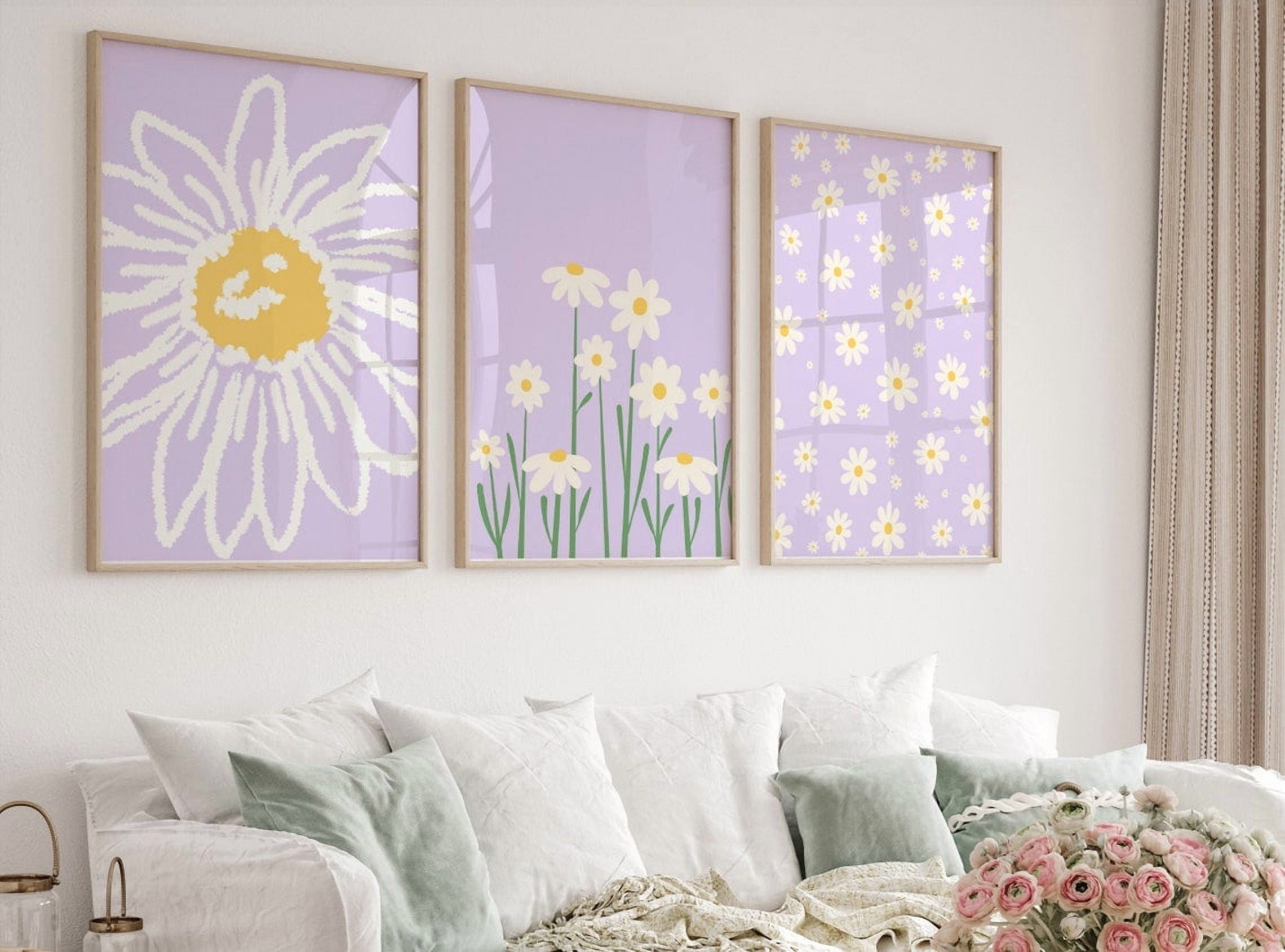 Lilac Daisy Prints, Pastel Flower Gallery Wall Art - Walmart.com