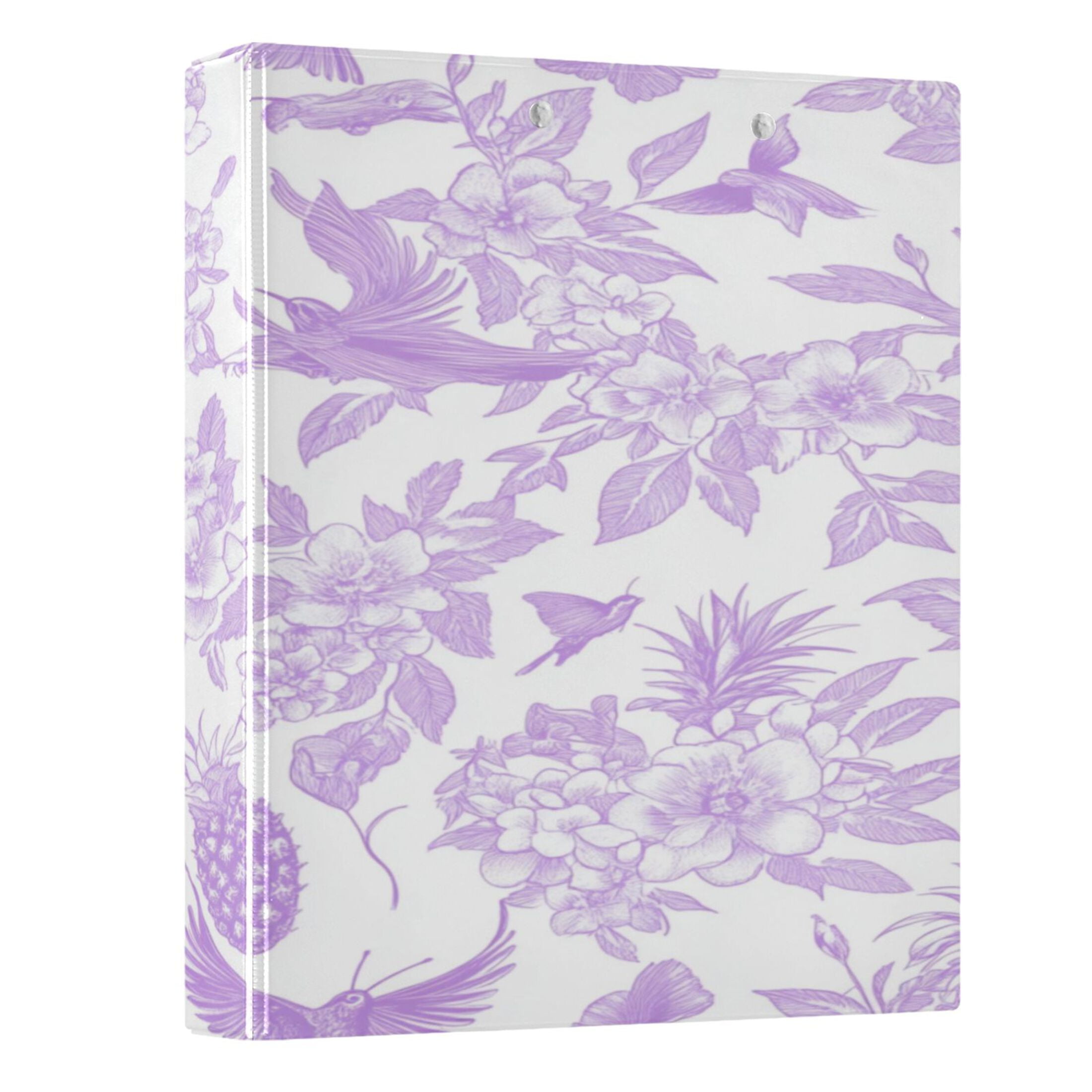 Lilac Floral Motifs 3 Ring Hardcover Binders 1.5in Round Rings for ...