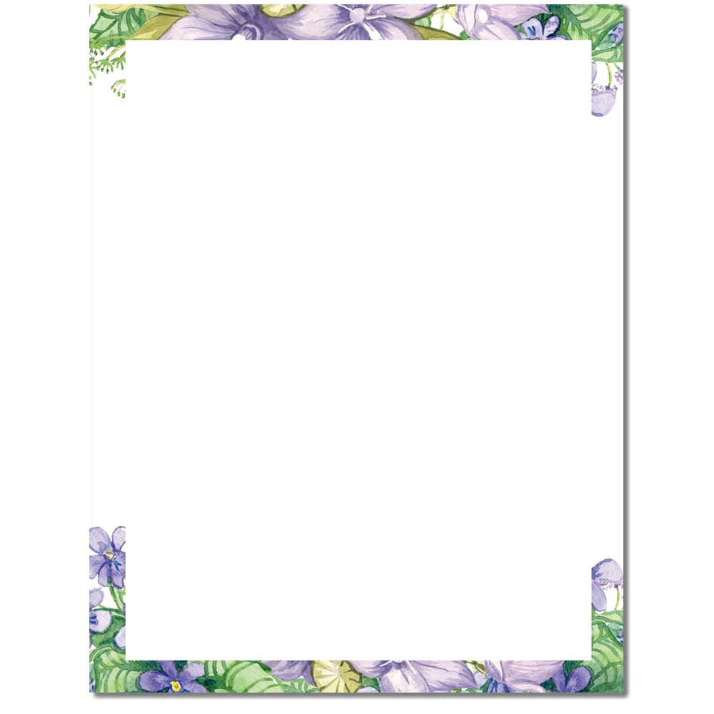 Lilac Flowers Border Letterhead Laser & Inkjet Printer Paper, 80 Sheets ...
