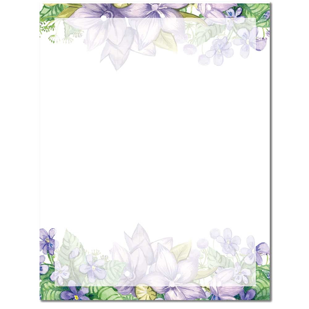 Lilac Flowers Letterhead Laser & Inkjet Printer Paper, 80 Sheets ...