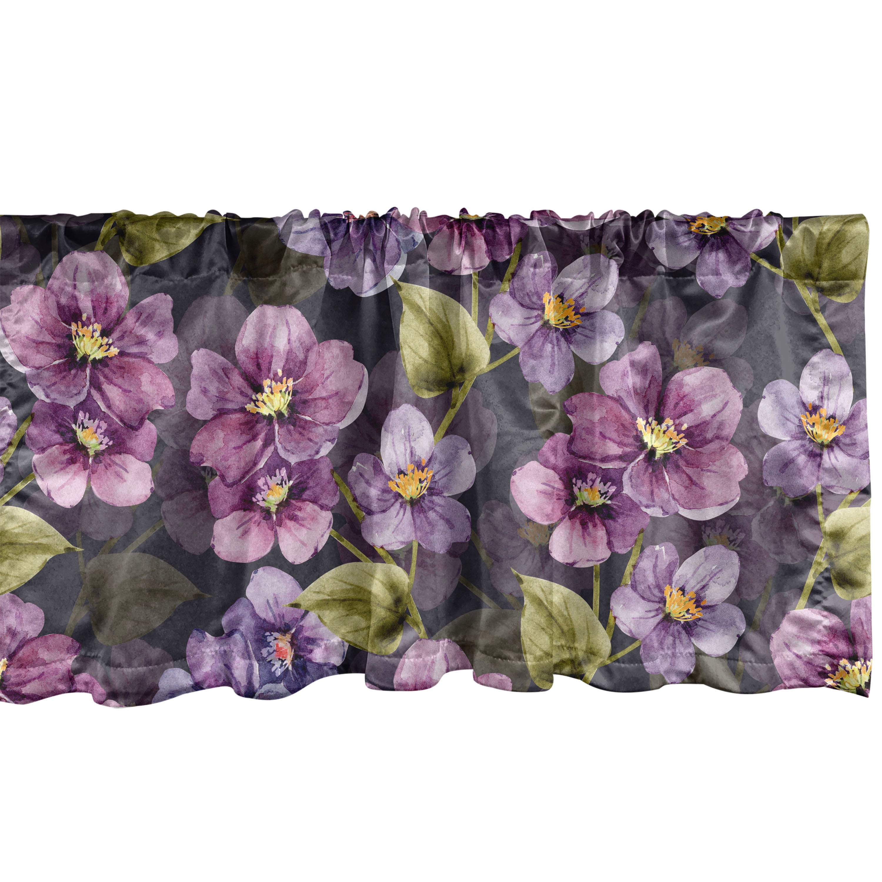 Lilac Flowers Window Valance, Nostalgic Effect Artwork of Delicate ...