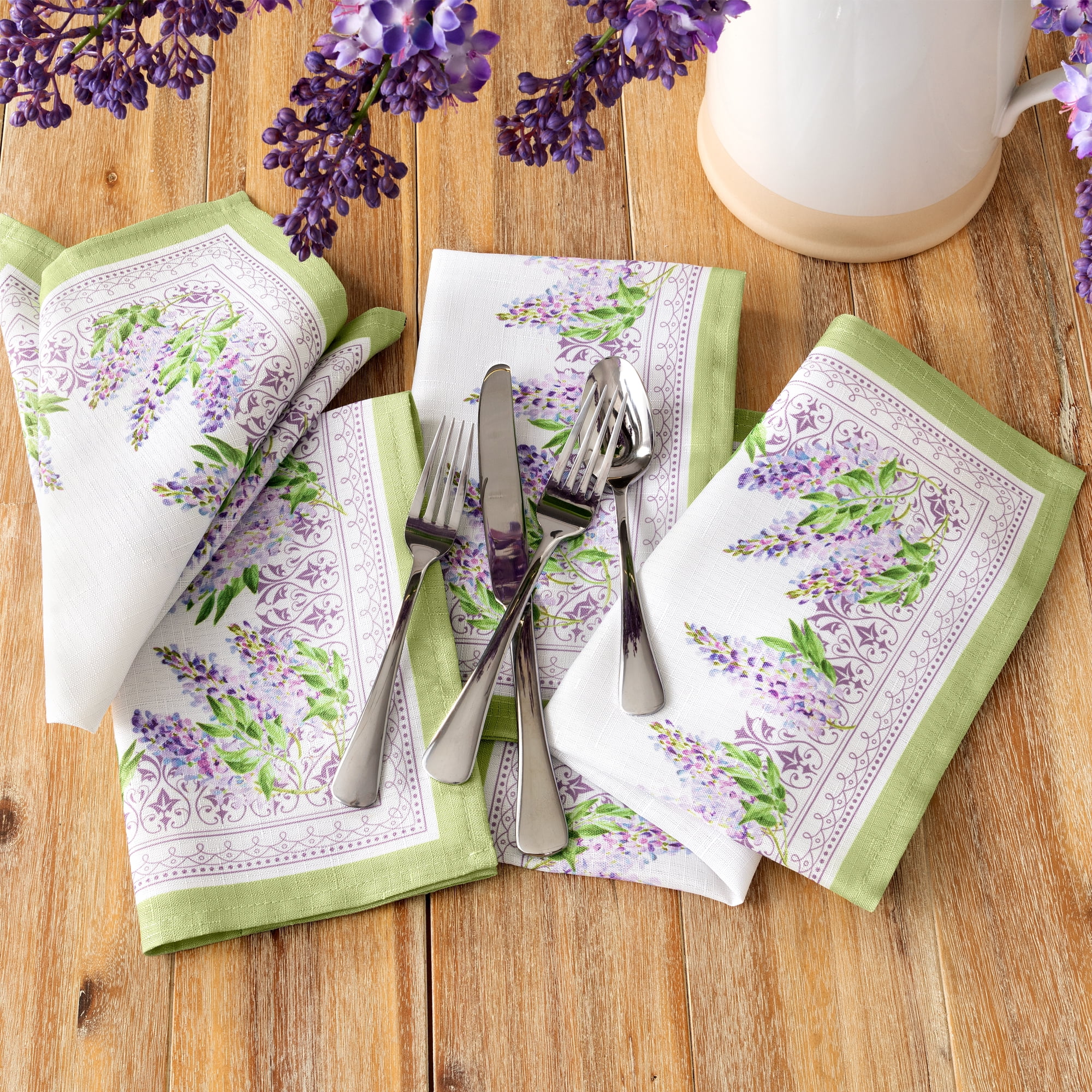 Lilac Garden Floral Dinner Napkins, Set of 4 - Walmart.com