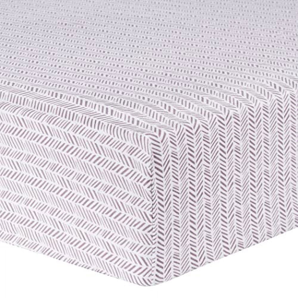 Lilac Herringbone Fitted Crib Sheet -100% Cotton; White, Pink; Fully ...