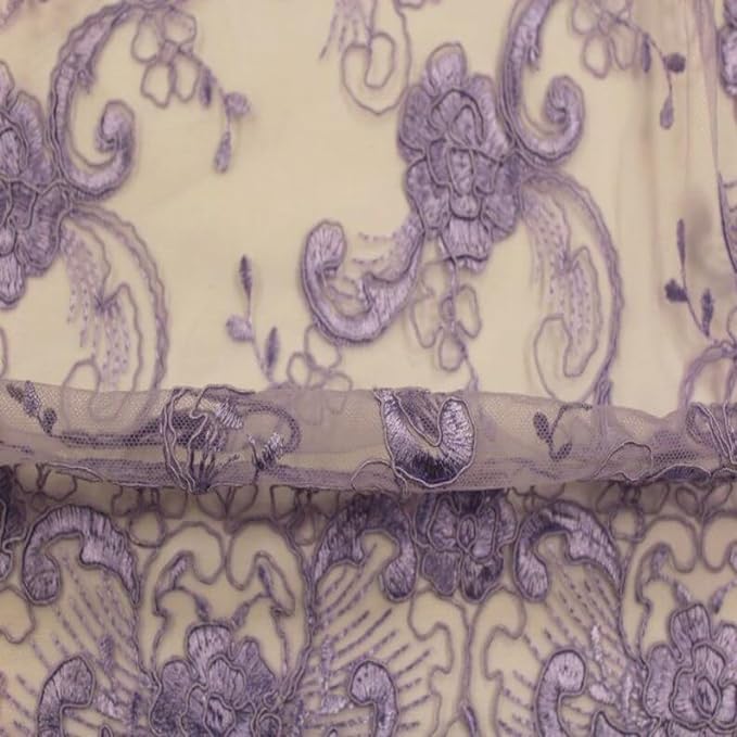 Lilac Hilton Embroidered Mesh Fabric, Lace Netting Material Ideal for ...
