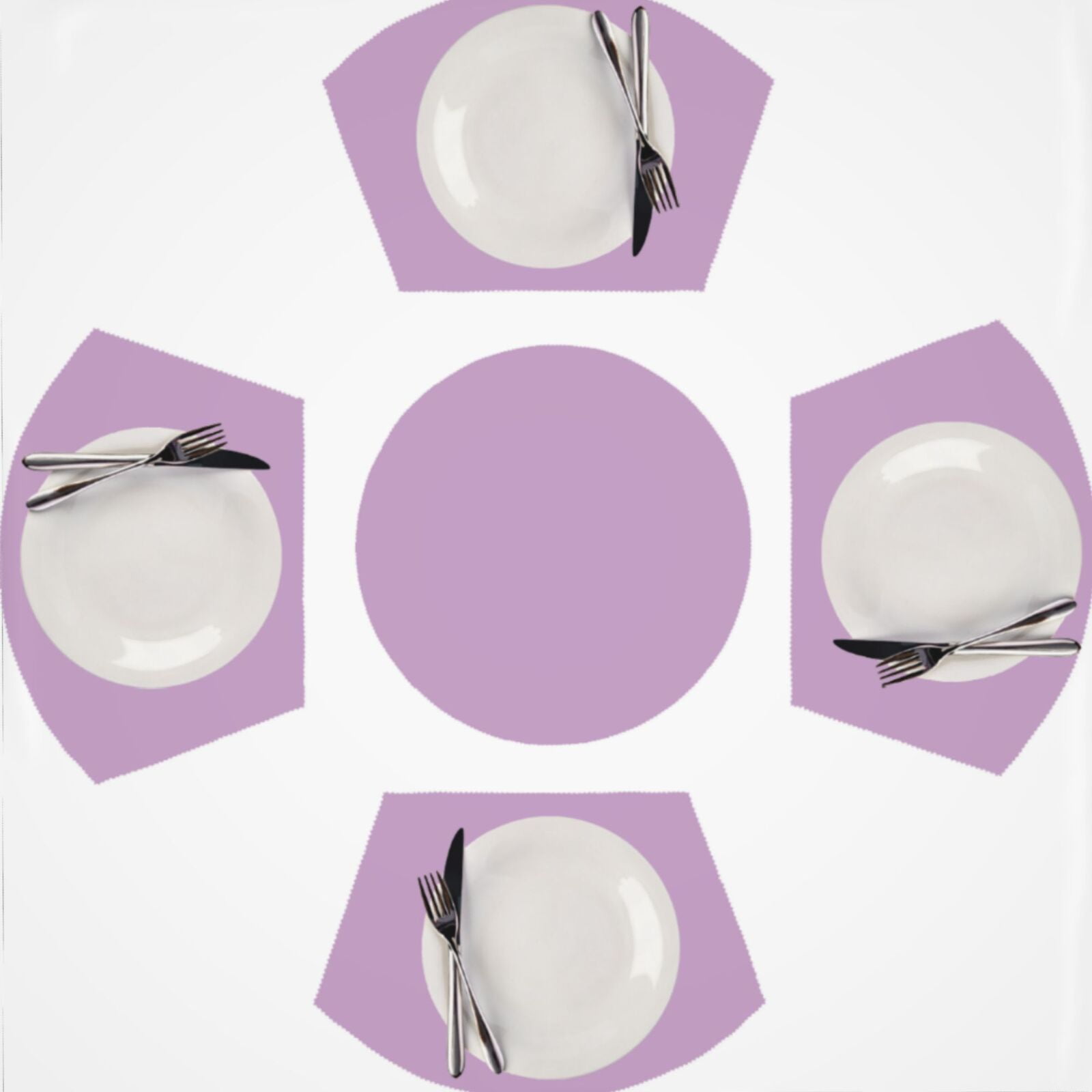 Lilac Lavender Round Table Placemats Set Of 5 Wedge Table Mats Washable ...