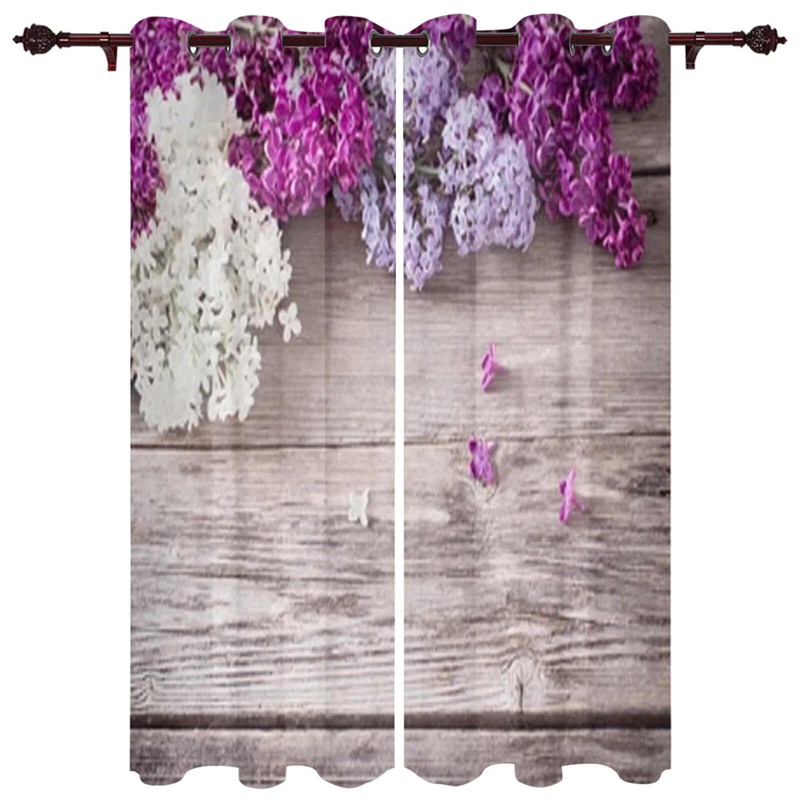 Lilac On Wooden Background Window Curtains For Living Room Luxury ...