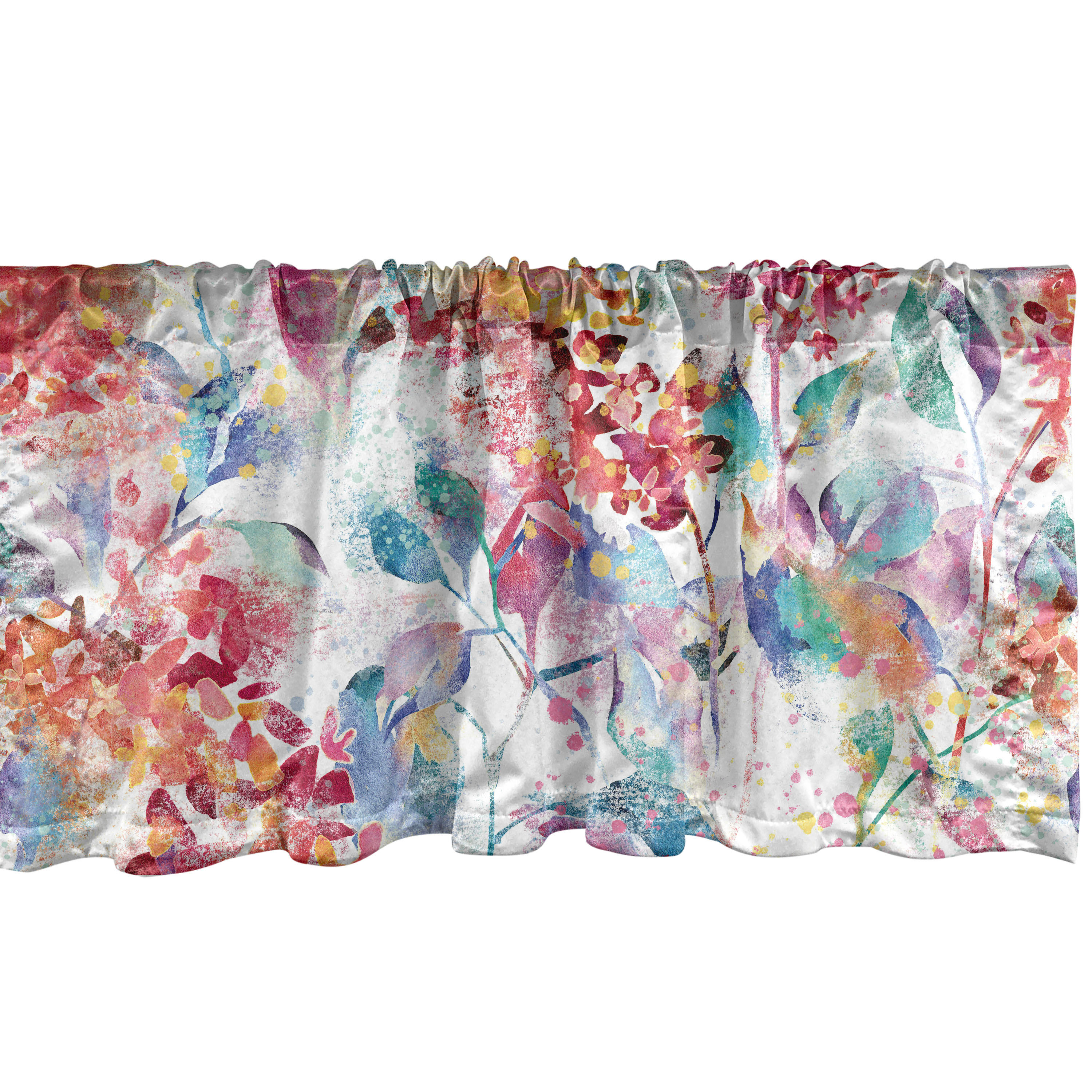 Lilac Pattern Window Valance, Grunge Watercolor Design Jumble Colors ...