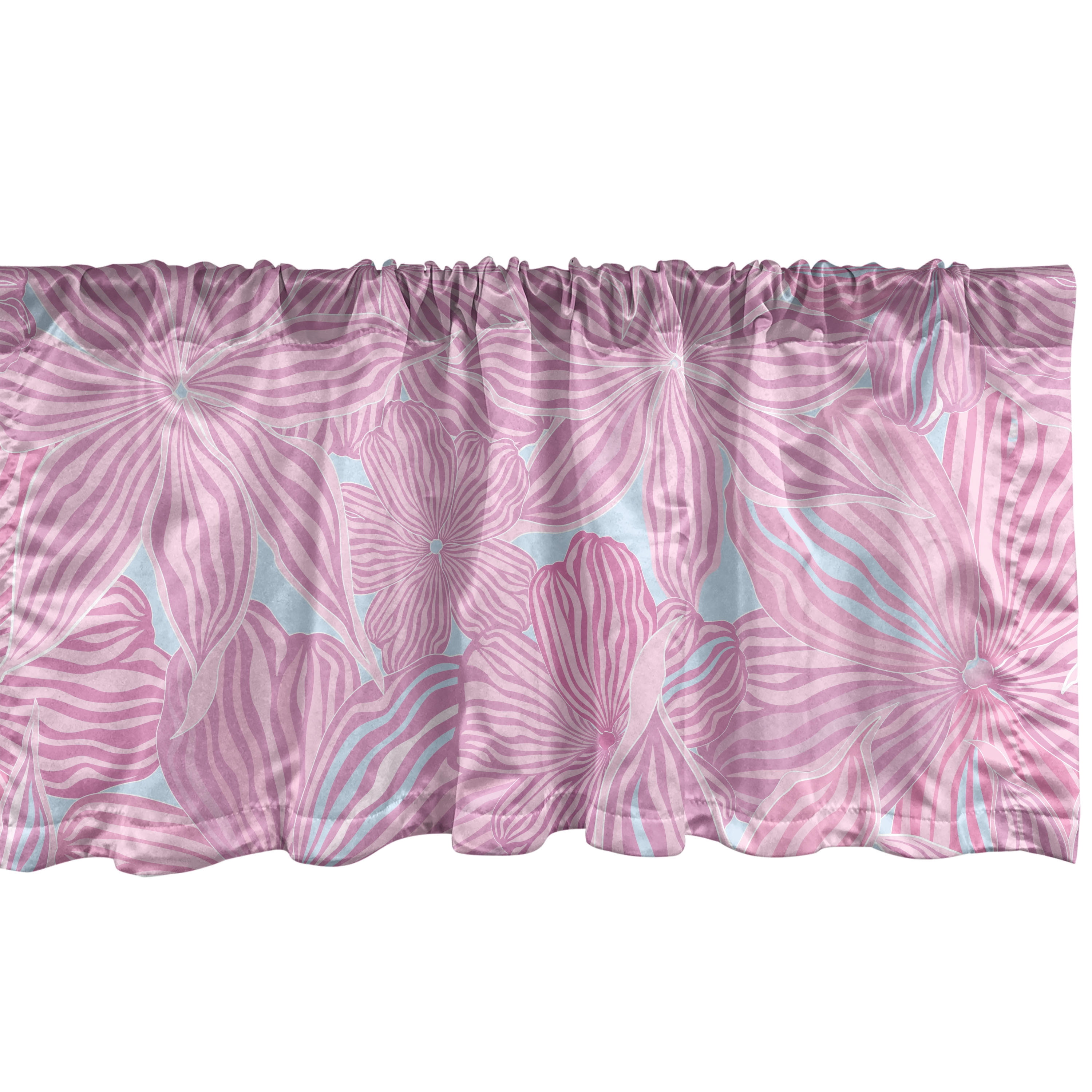 Lilac Pattern Window Valance, Retro Wave Colors Floral Design Pinkish ...
