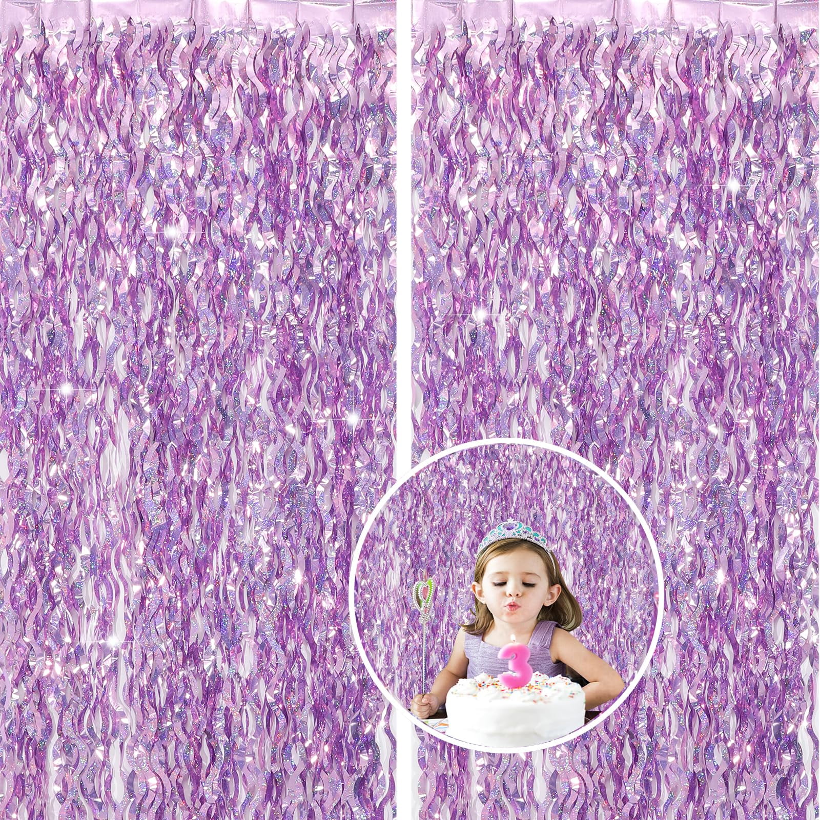 Lilac Pink Wave Party Backdrop Decoration -Foil Fringe Curtain Pink ...