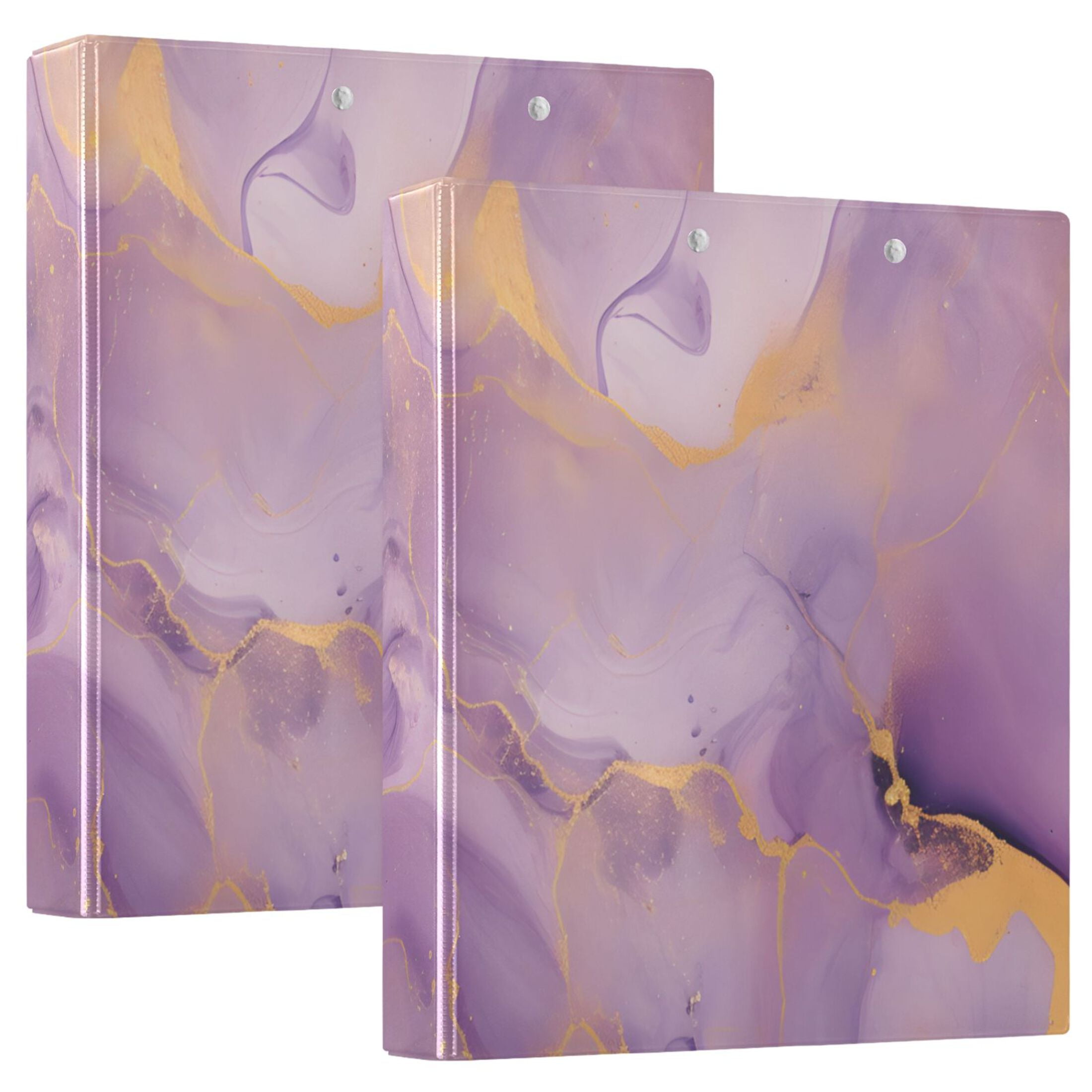 Lilac Purple Gold Marble 3 Ring Hardcover Binders 1.5" Round Rings for ...