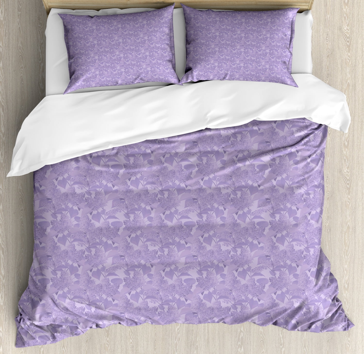 Lilac Queen Size Duvet Cover Set, Romantic Syringa Flower Bouquets ...