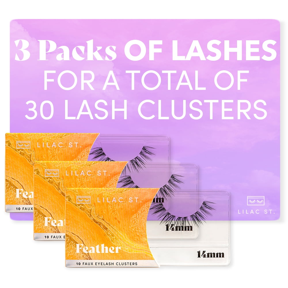 Lilac St Feather Lashes, Soft Eye Lash Clusters, 14mm Length, Vegan ...