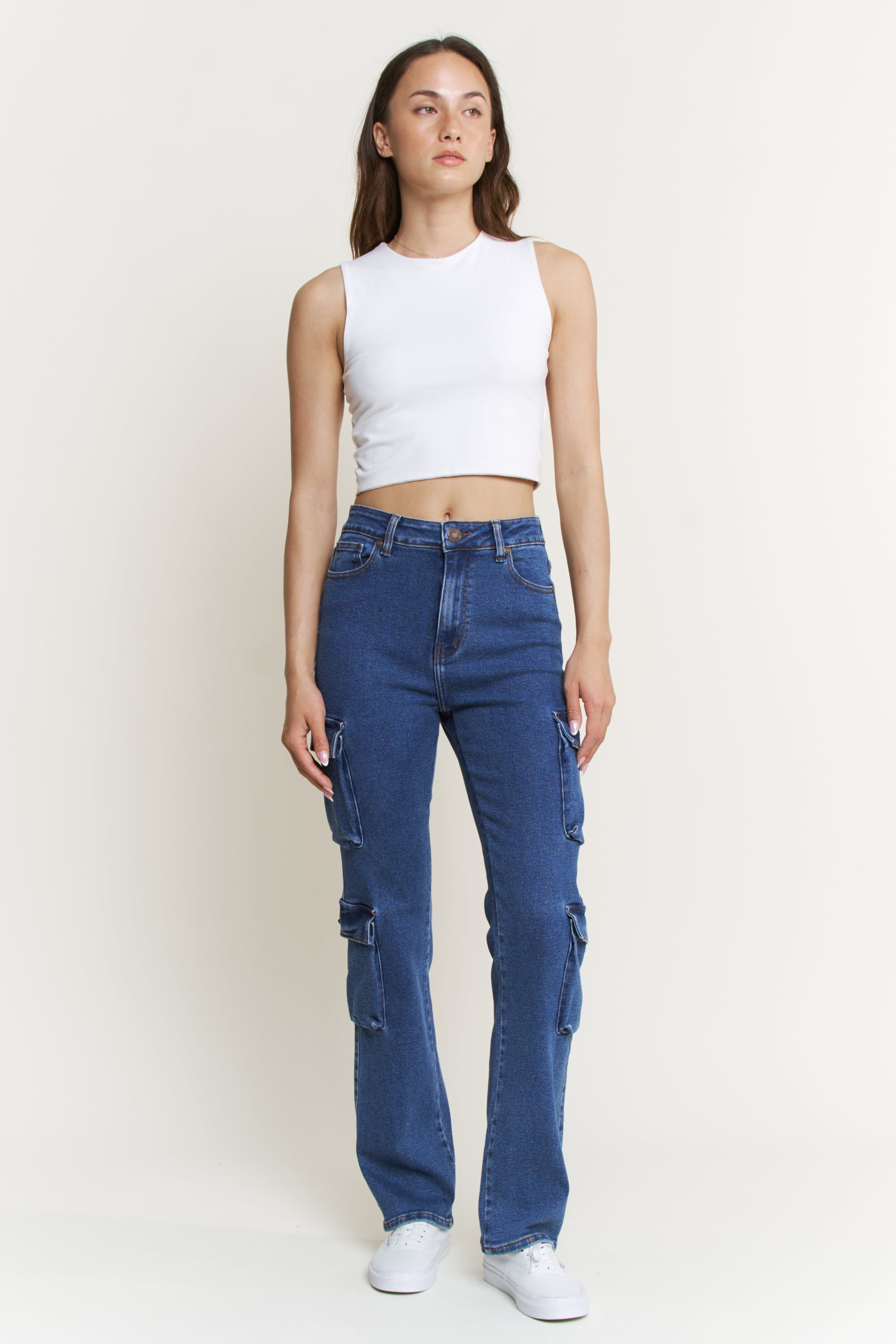 Lilac Sunset Women's Classic Fit Straight Leg Cargo Jeans, High Rise ...