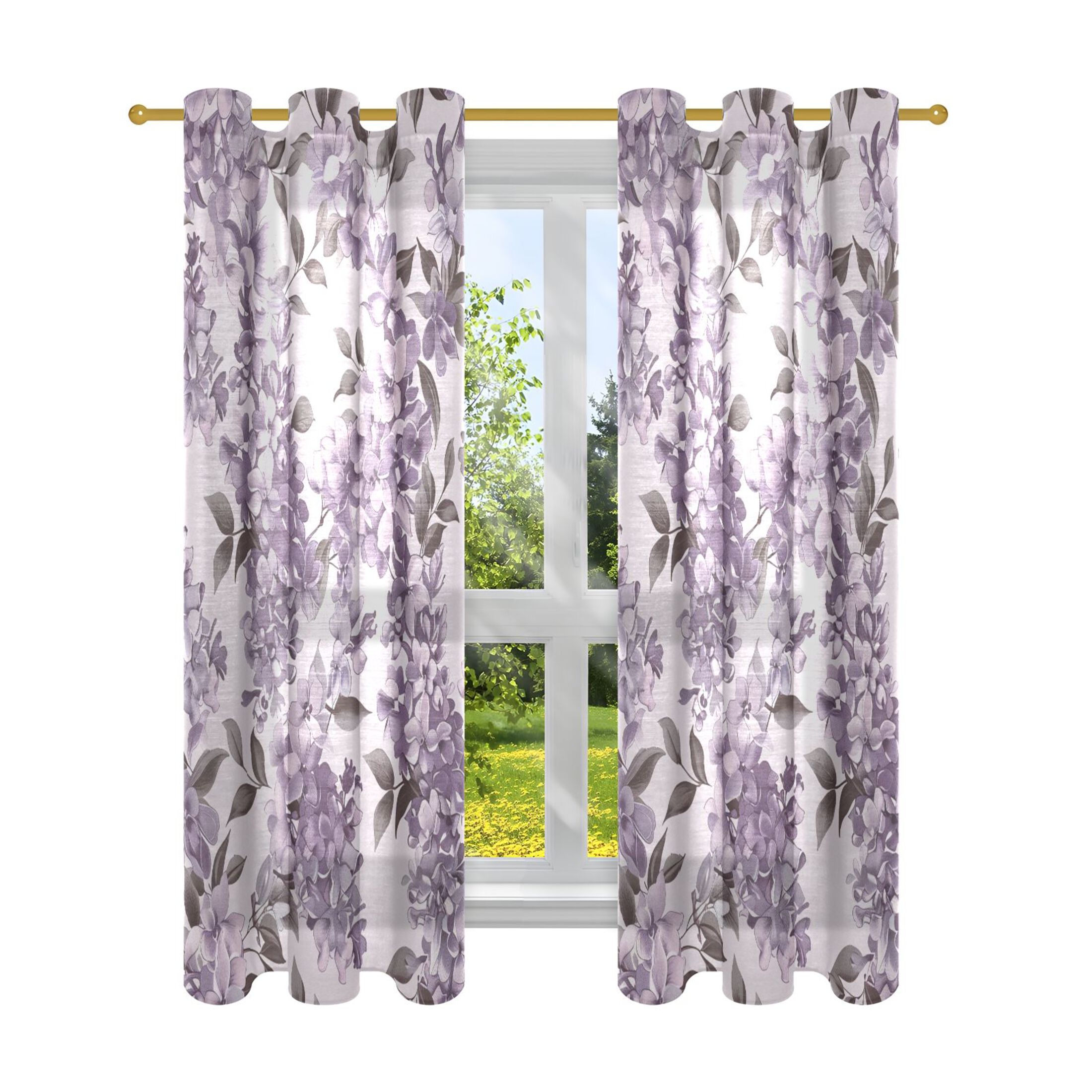 Lilac Vintage Color Curtains Decorative Drapes Imitation Cotton Linen 2 ...