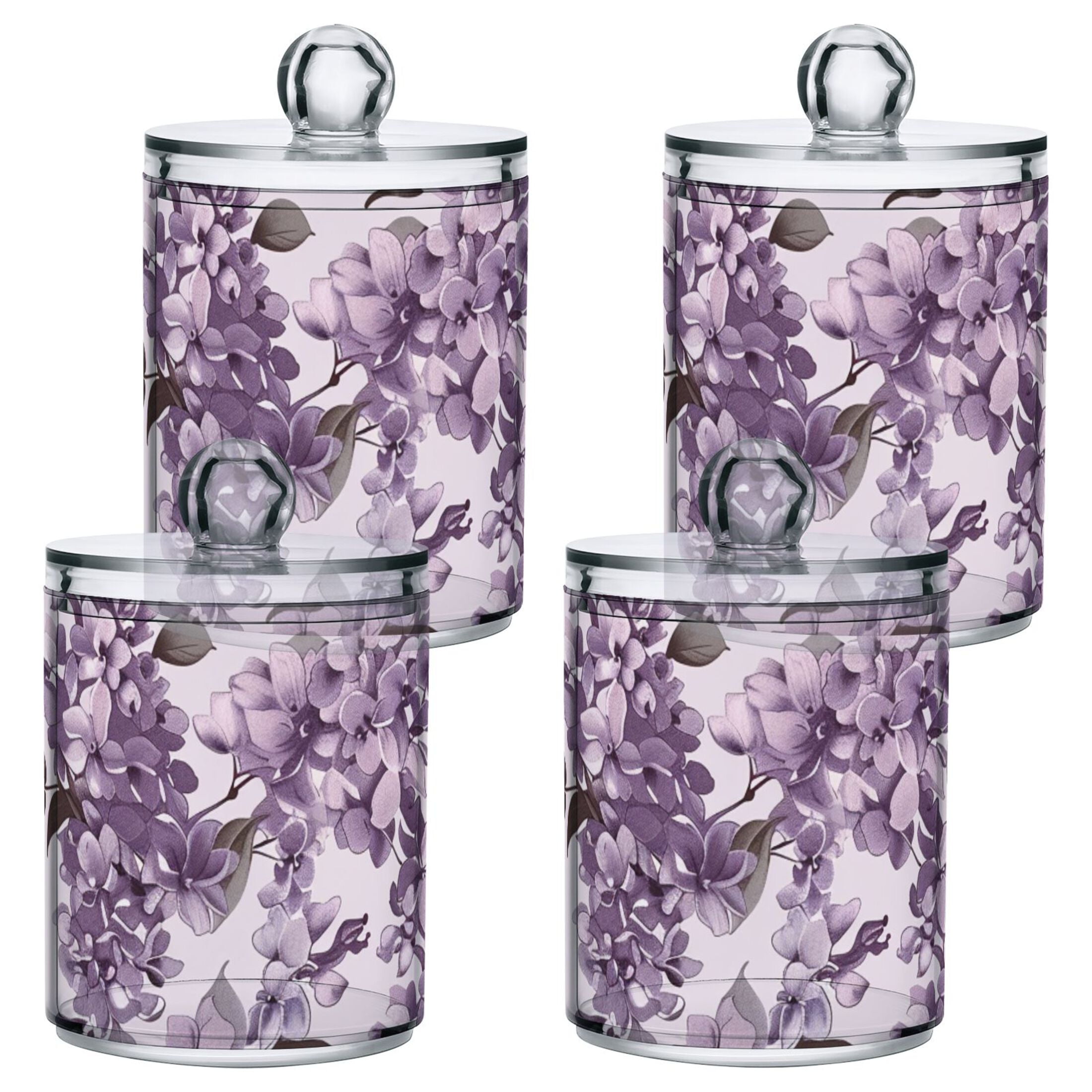 Lilac Vintage Color Translucent Plastic Cans Storage Canisters with Lid ...