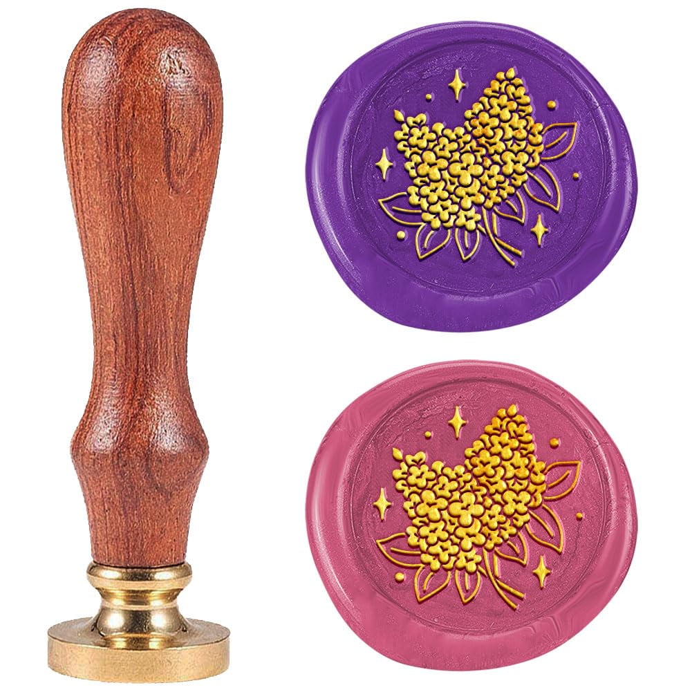 Lilac Wax Seal Stamp, 1" Retro Sealing Stamps Removable Brass Head with ...