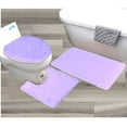 Lilac color #6 bathroom décor mat rug 3pc Set, shaggy chenille plush ...