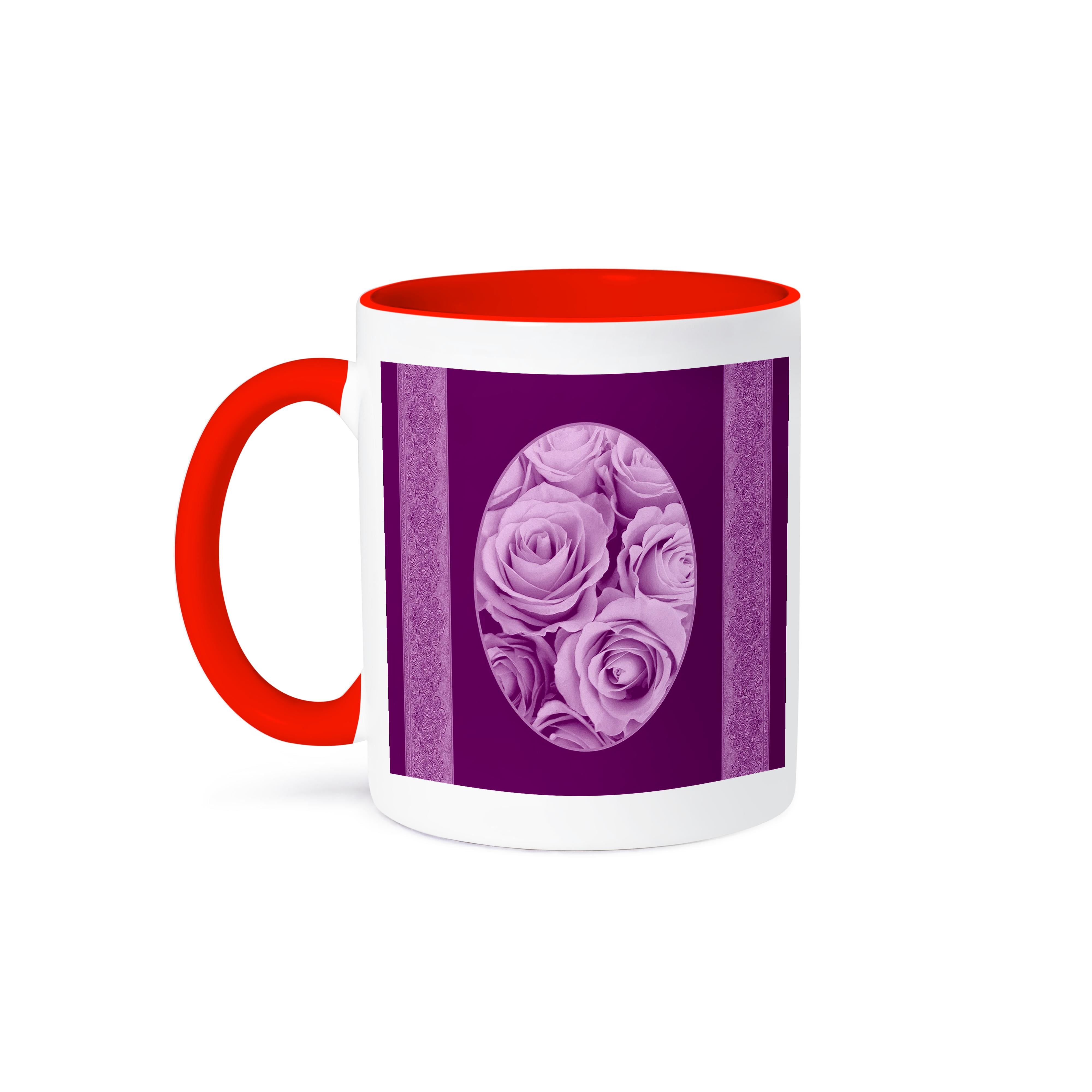 3dRose, Lilac purple roses in oval frame on eggplant purple background ...