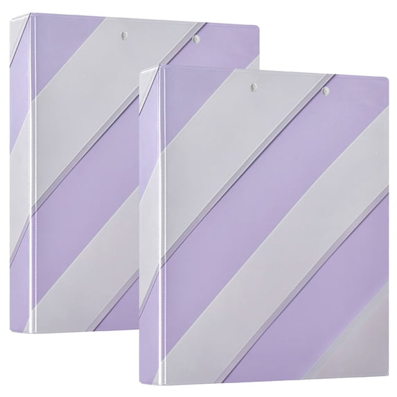 Lilac-white Diagonal Stripes Round Ring Binder 3 Rings 1.5" Capacity ...