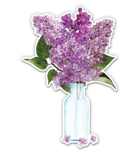 Lilacs in Glass Bottle Pretty Floral Garden - 3" Vinyl Sticker - For ...