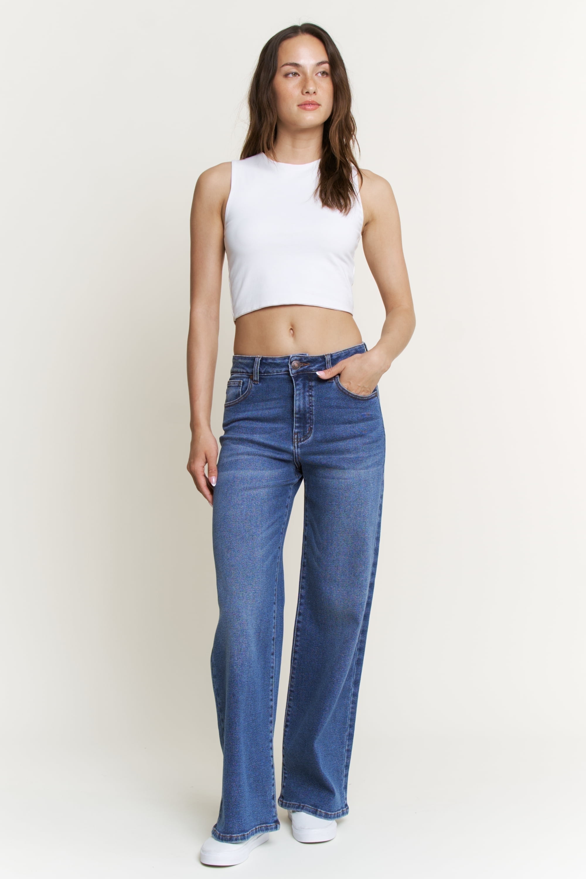 Lilac Sunset Women’s High-Rise Wide Leg Jeans, Relaxed Fit, Dark Wash ...