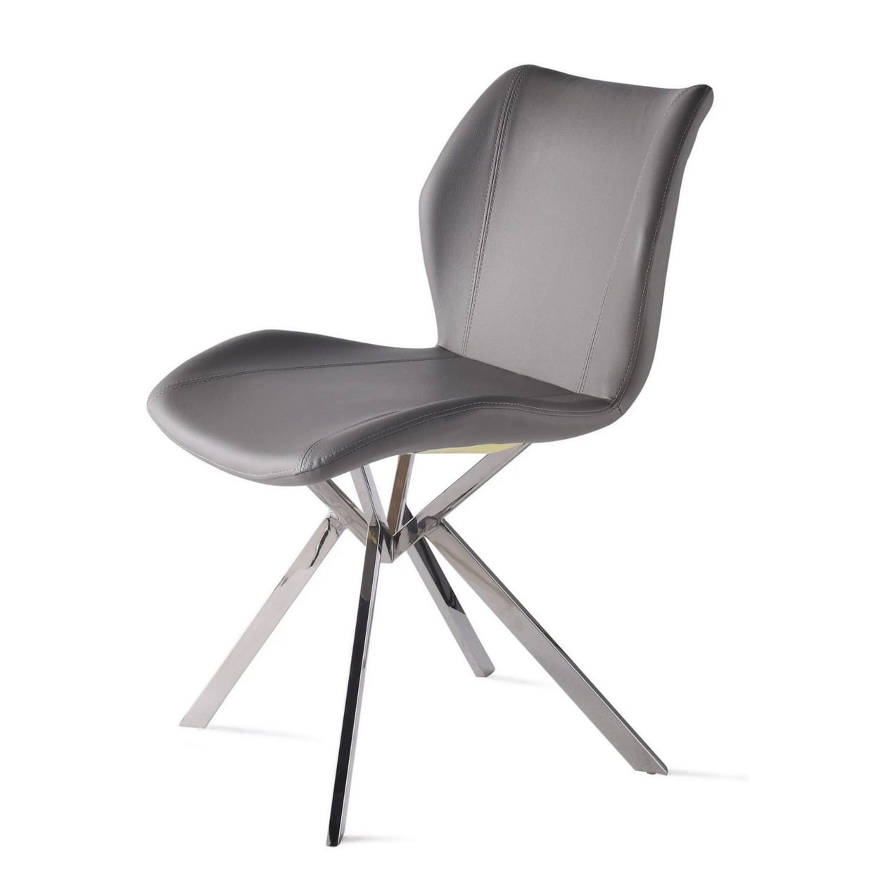 Lilah 20 Inch Modern Dining Chair, Vinyl Seat, Chrome Legs, Smooth Gray ...
