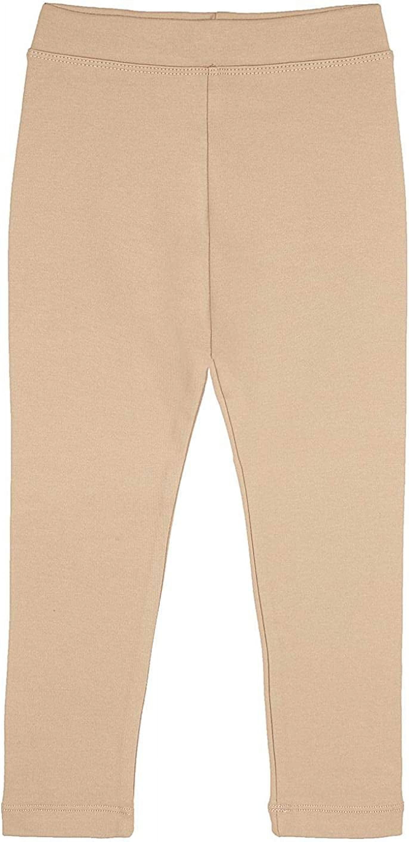 Lilax Girls' Basic Solid Cotton Full Length Soft Leggings Beige 8 Years ...
