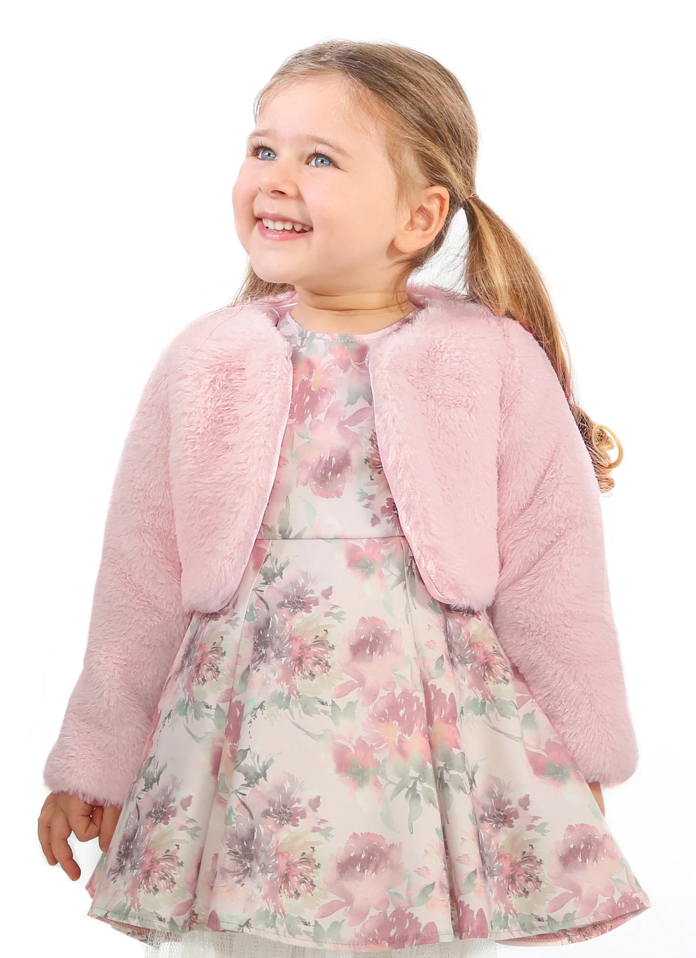 Lilax Girls Elegant Bolero Jacket Cozy Faux Fur Shrug Pink 6 Years ...