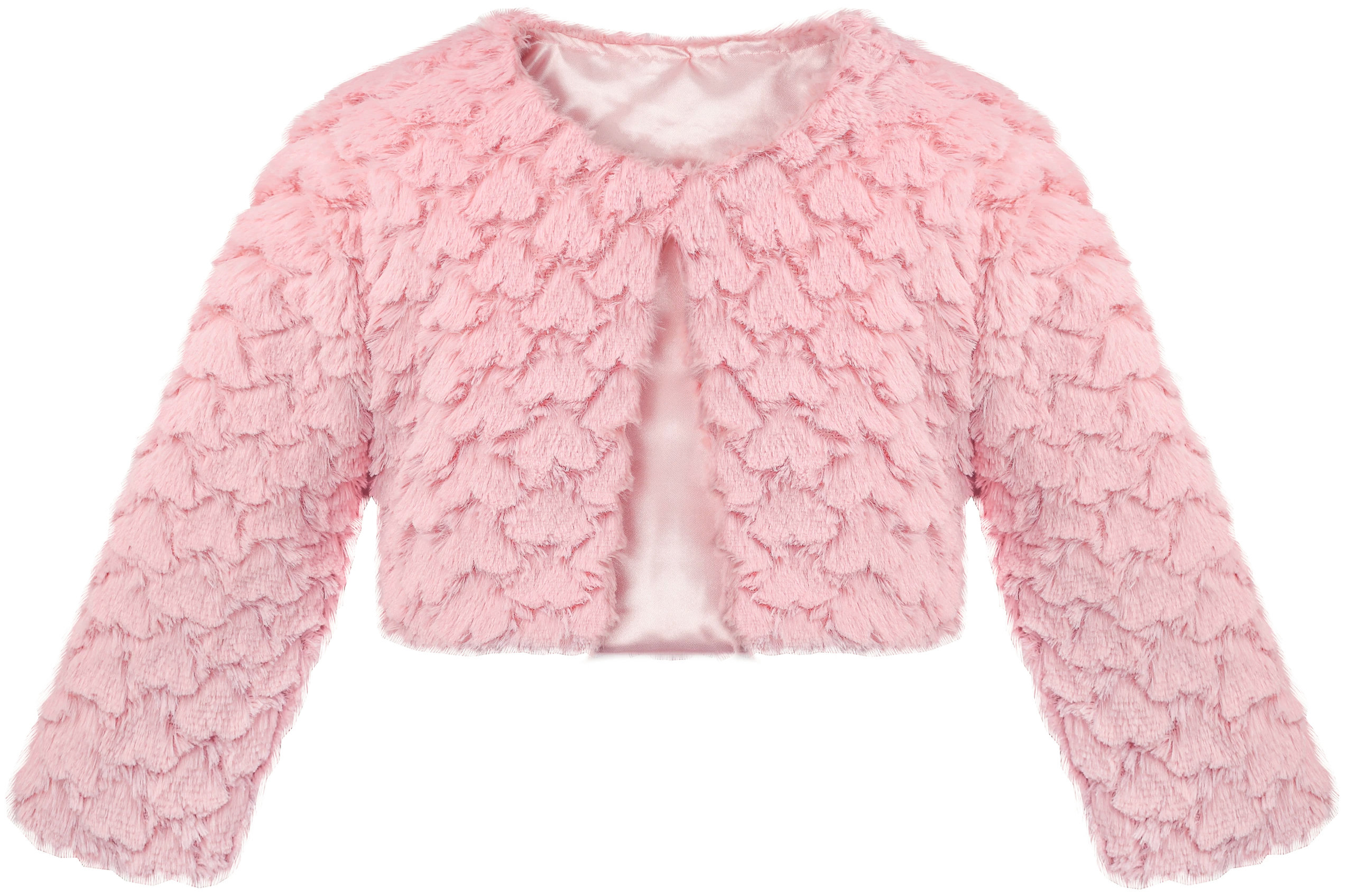 Lilax Girls Elegant Bolero Jacket Cozy Faux Fur Shrug Rose Pink 2 Years ...