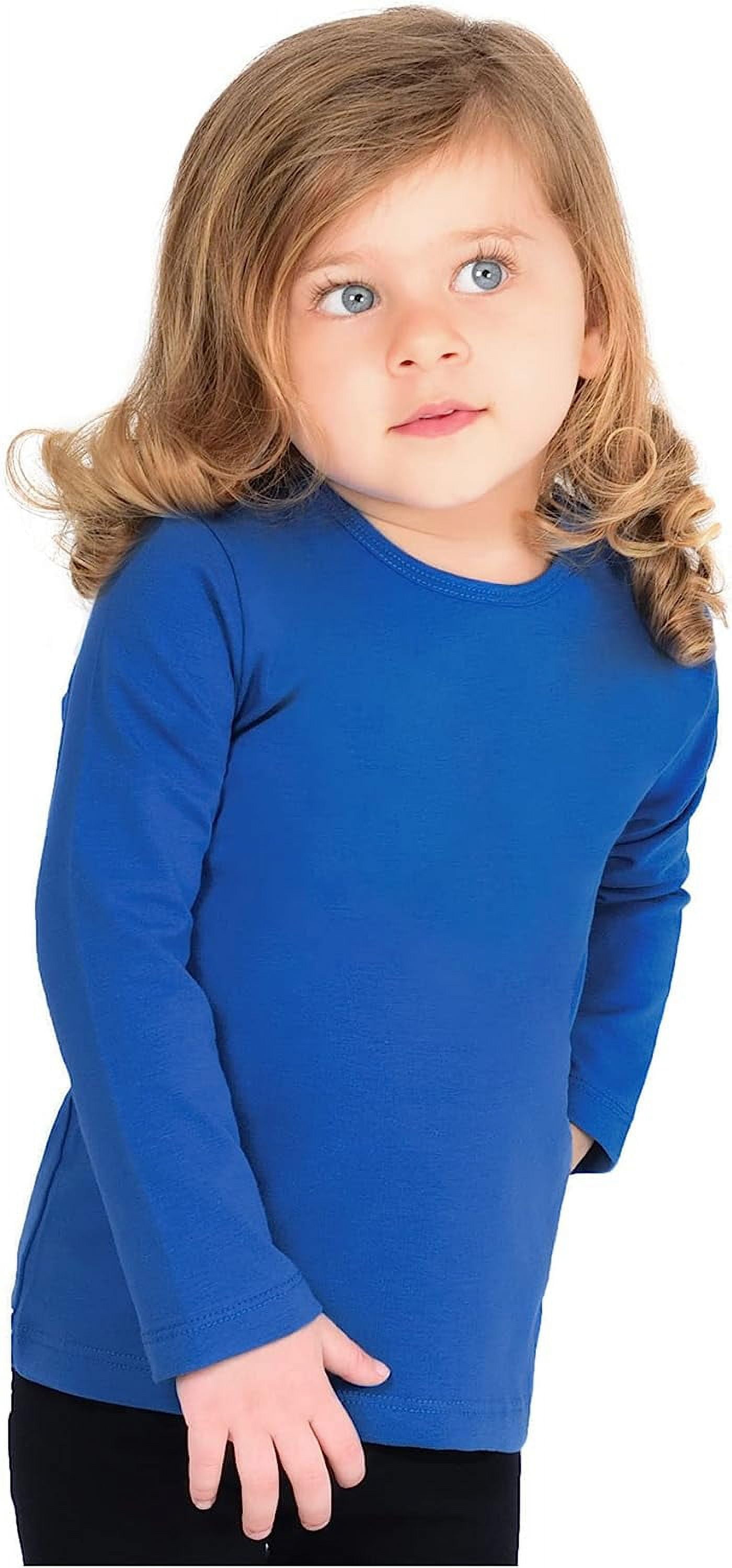 Lilax Girls' Round Neck Basic Long Sleeve Cotton T-Shirt Royal Blue 10 ...