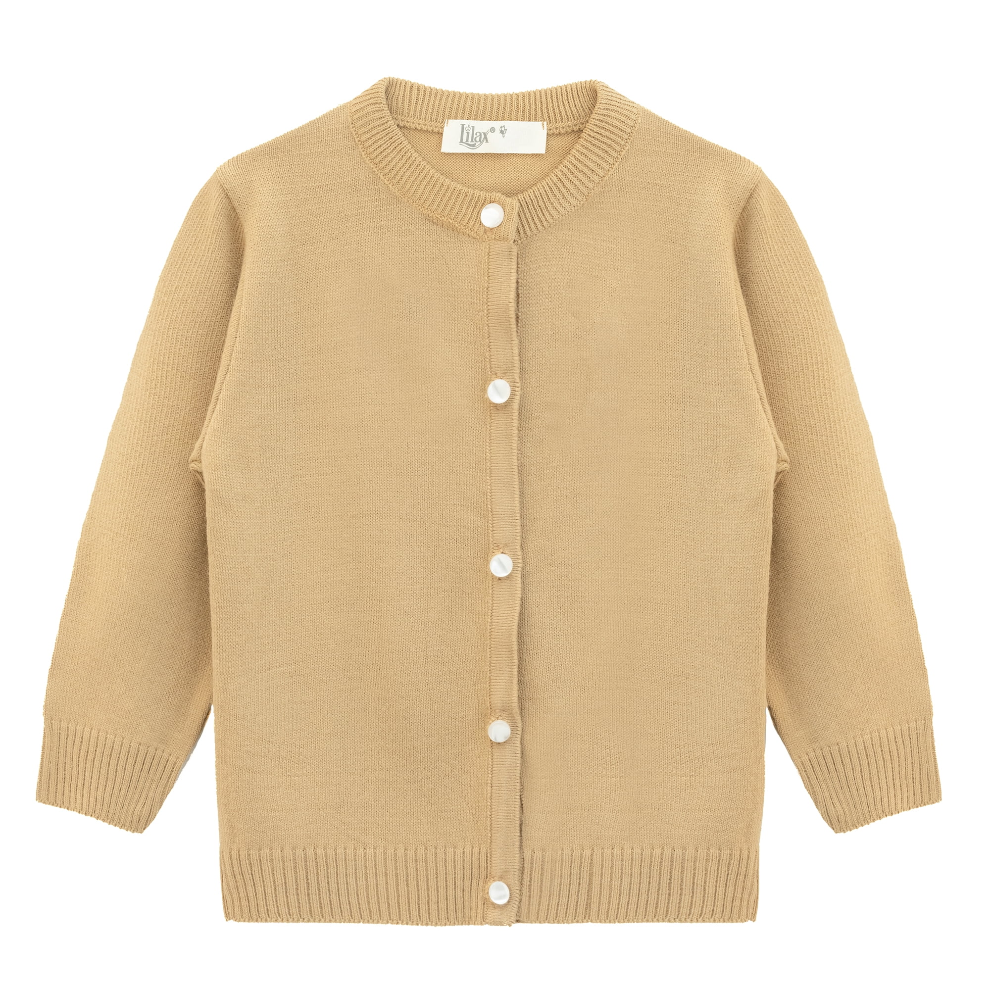 Lilax Little Girls' Long Sleeve Knit Uniform Cardigan Sweater Camel 6 ...