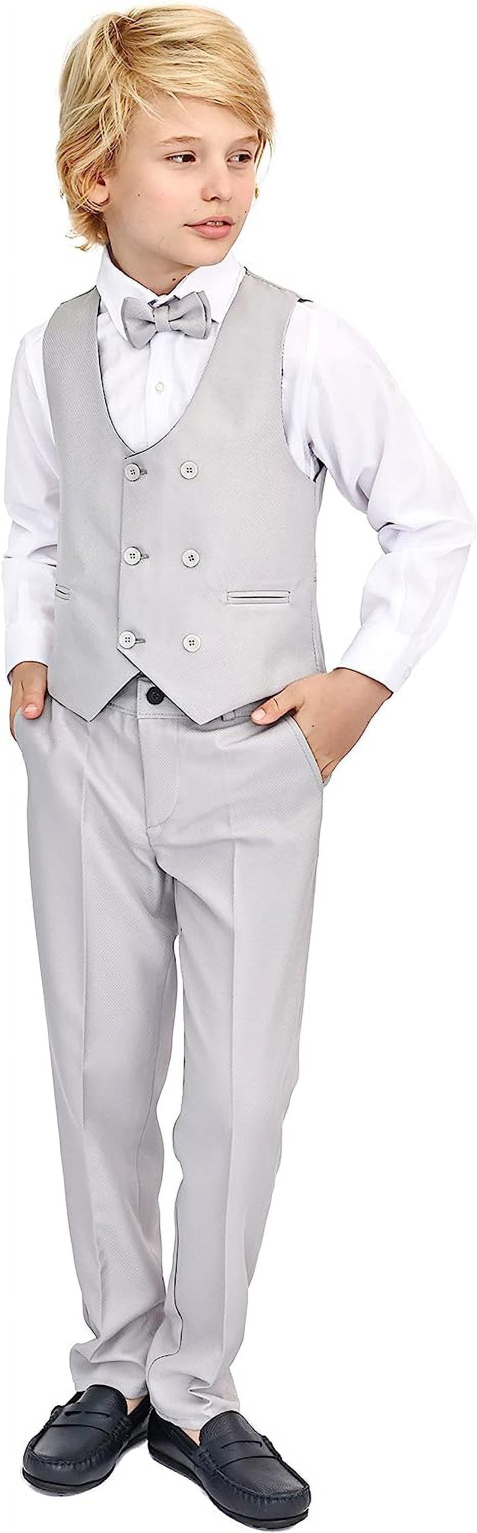 Lilax Toddler and Little Boys Tuxedo Suit Set, Formal Suit Vest, White ...