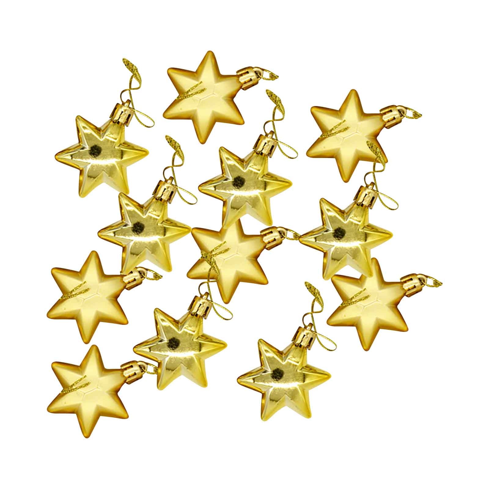 Honeeladyy 12pcs Star Christmas Tree Ornaments Gold Stars Festive ...