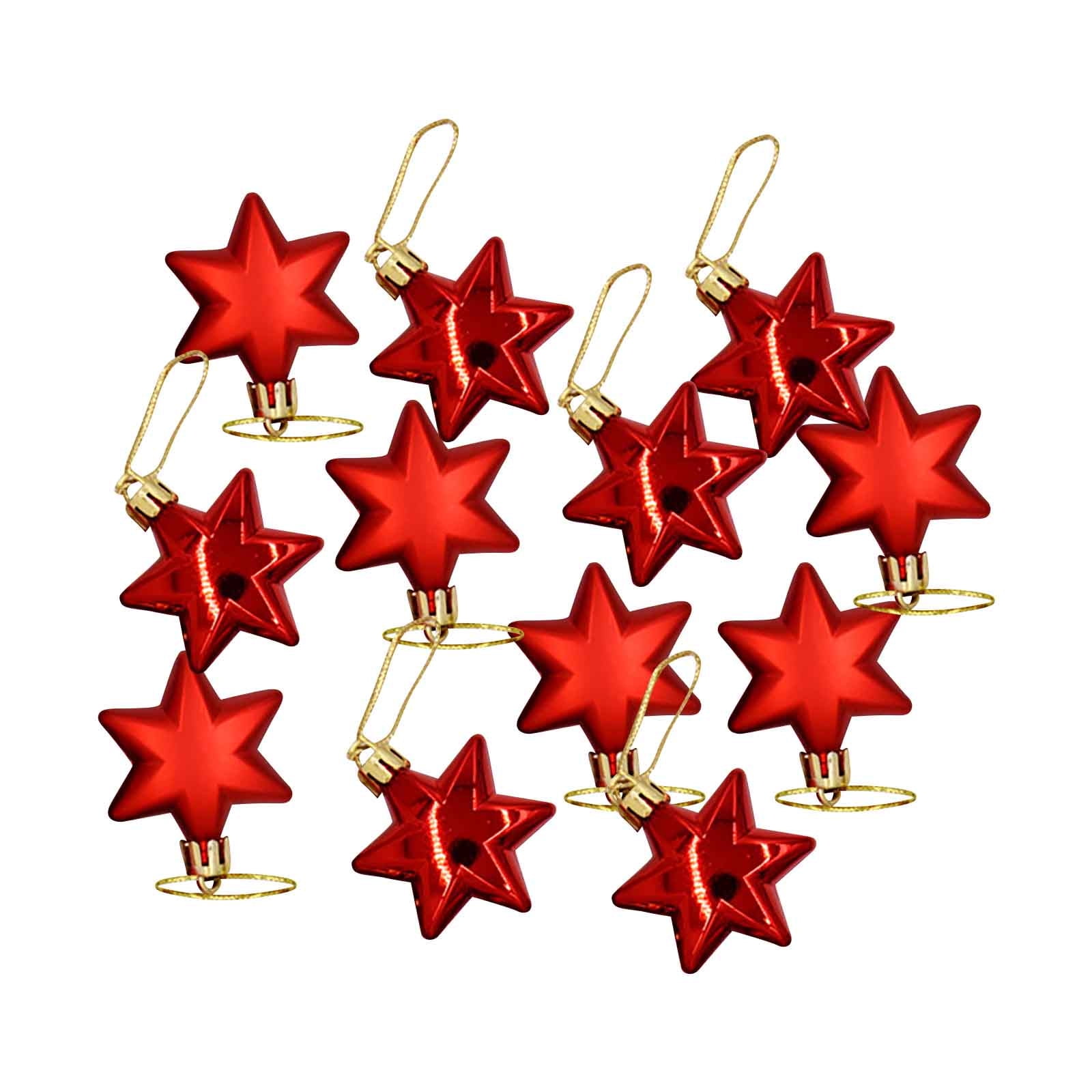 Honeeladyy 12pcs Star Christmas Tree Ornaments Red Stars Festive ...