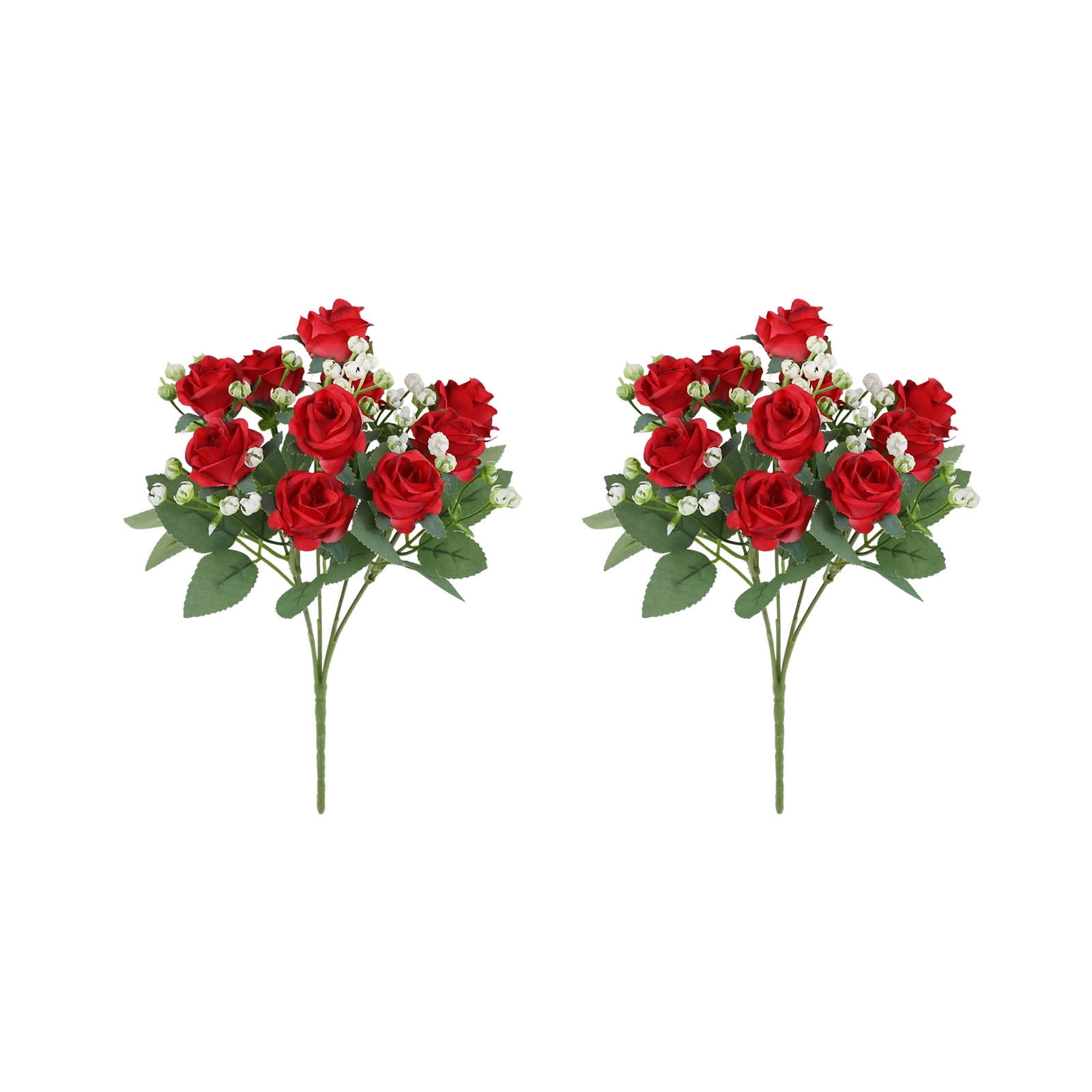 Lilgiuy 2 Packs Roses Artificial Flowers, Red Artificial Roses, Silk ...
