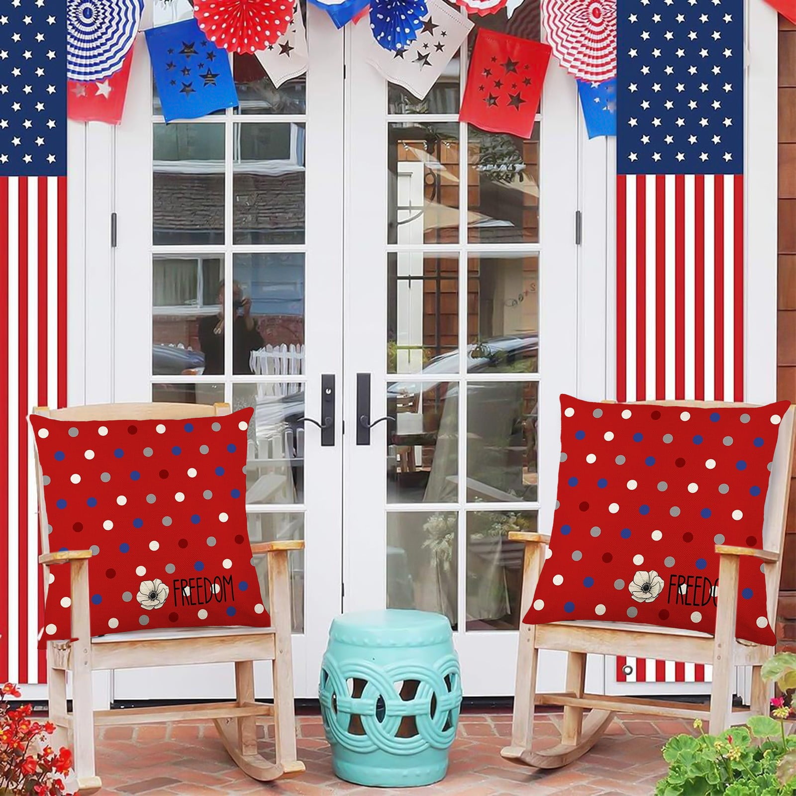 Lilgiuy 4th of July Pillow Covers 18 x 18, Memorial Day Independence ...