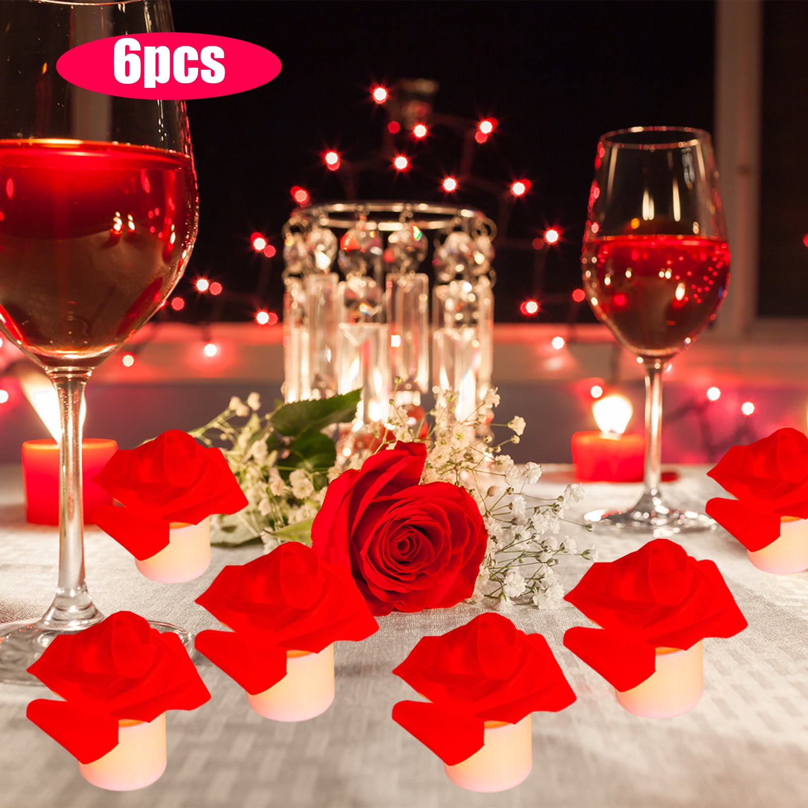 Lilgiuy 6 Pcs Valentine's Day Rose Electronic Candles, Romantic LED Tea ...