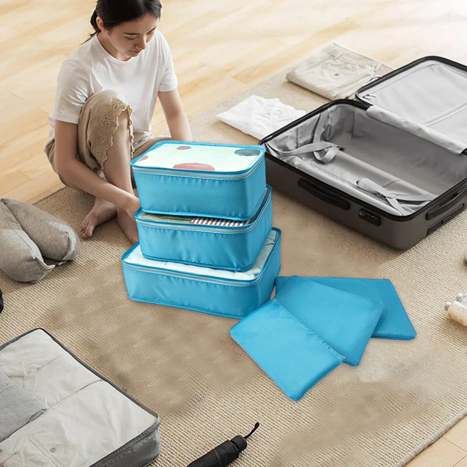 Lilgiuy 6Pcs Compression Packing Cubes for Travel, Luggage Organizer ...