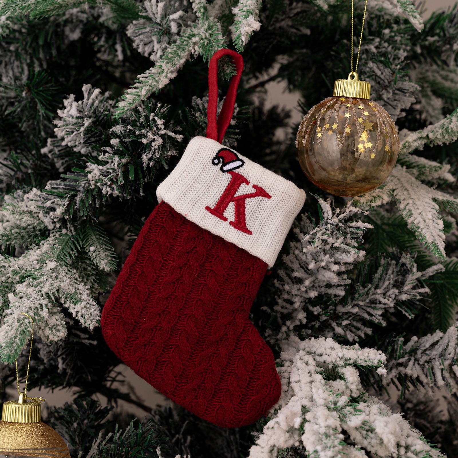 Lilgiuy Mini Cable Knit Christmas Stocking, 8 Inch Decorative Letter A ...