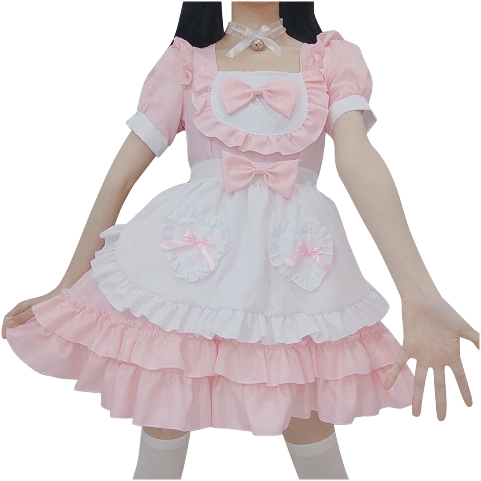 Lilgiuy 8 Piece Maid Outfit for Girls Lovely Solid Anime Cosplay Lolita ...