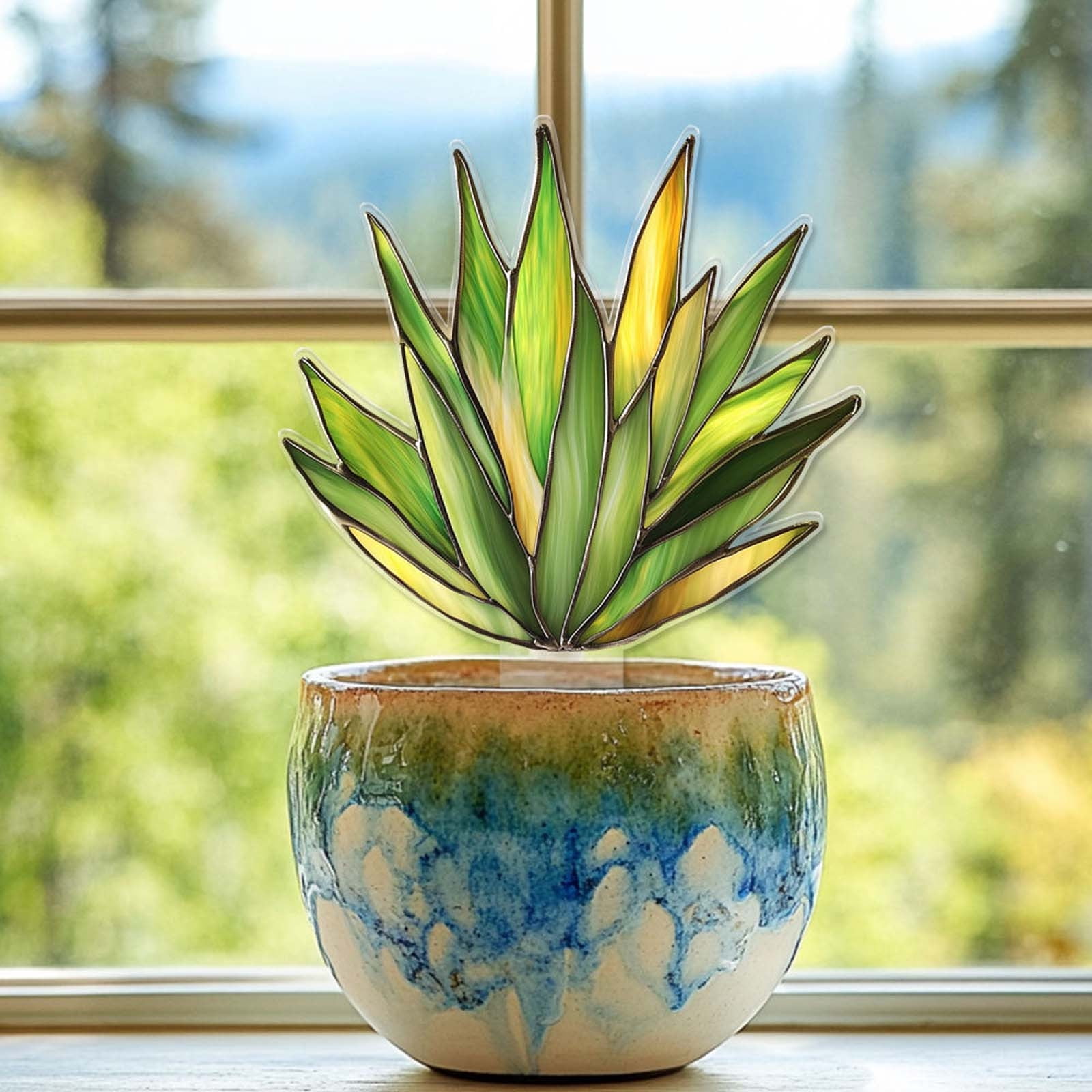 Lilgiuy Acrylic Stained Succulent Plugin, 3.9 Inch Mini Potted Plant ...