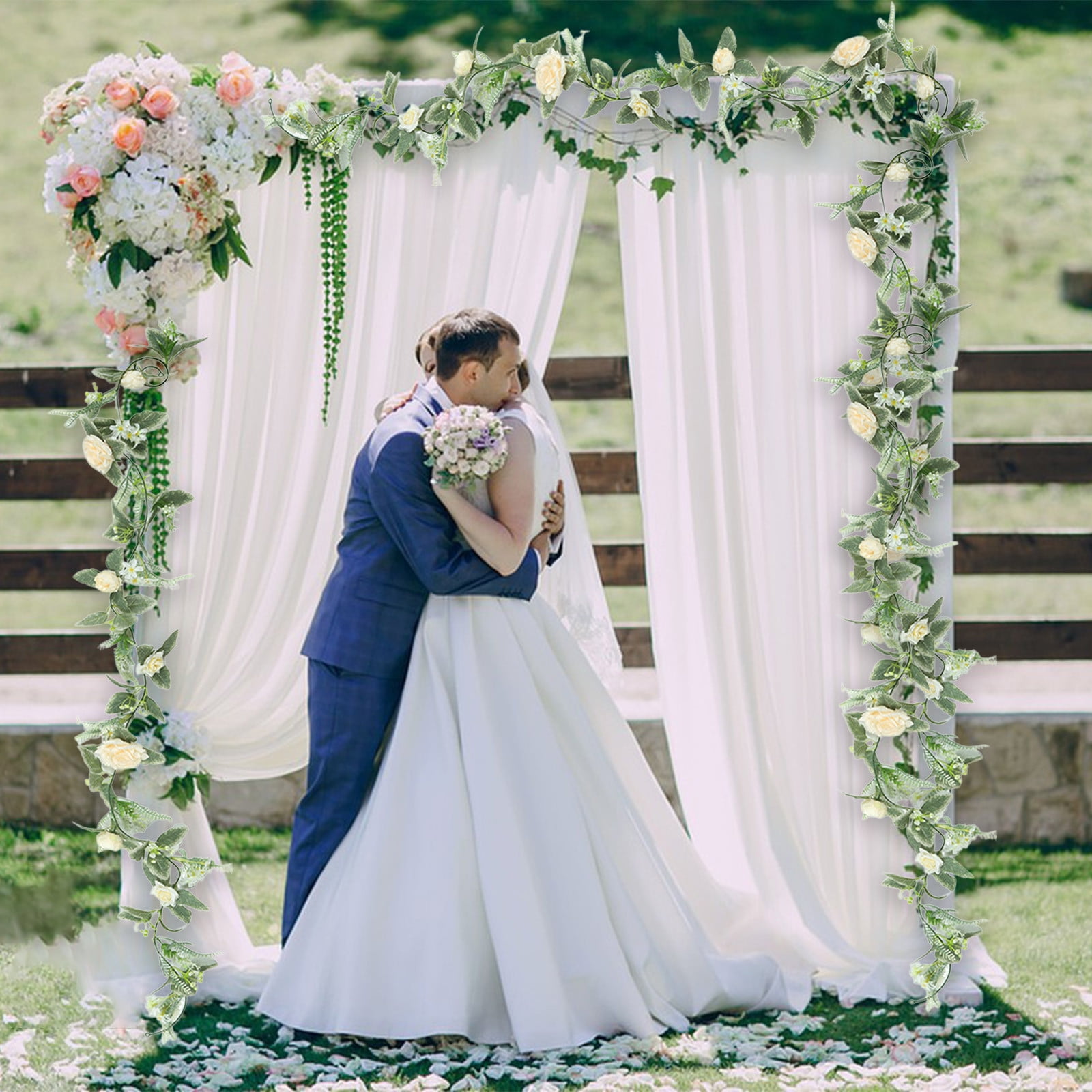 Lilgiuy Artificial Rose Garland for Wedding, 78.74 in Fake Rose Flowers ...