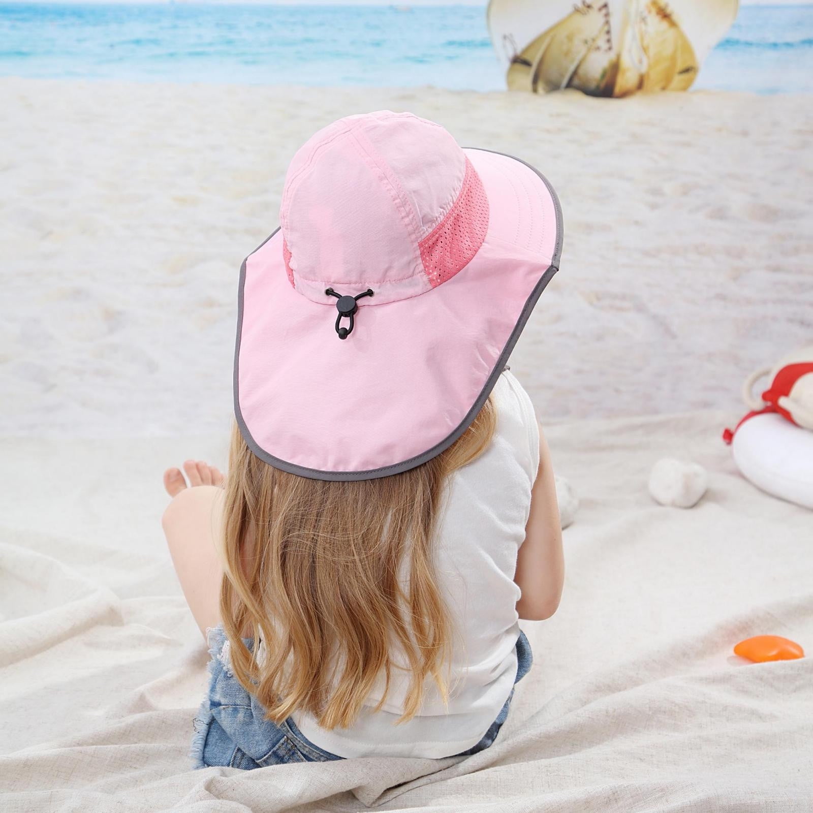 Lilgiuy Baby Sun Hat Toddler Kids Summer Hat Solid Color Outdoor ...